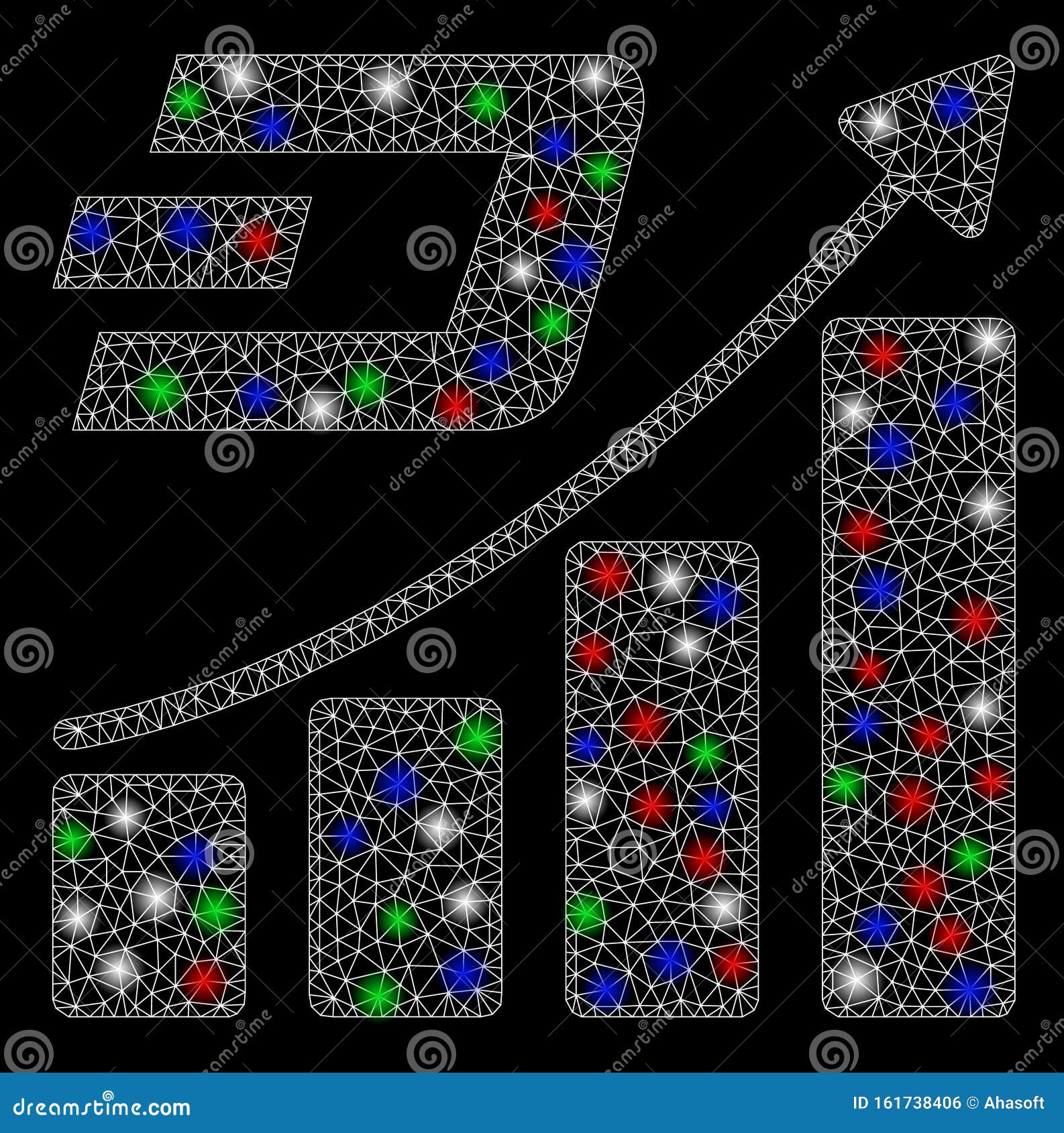 Bright Mesh 2D Dash Growth Trend with Flash Spots Stock Vector ...