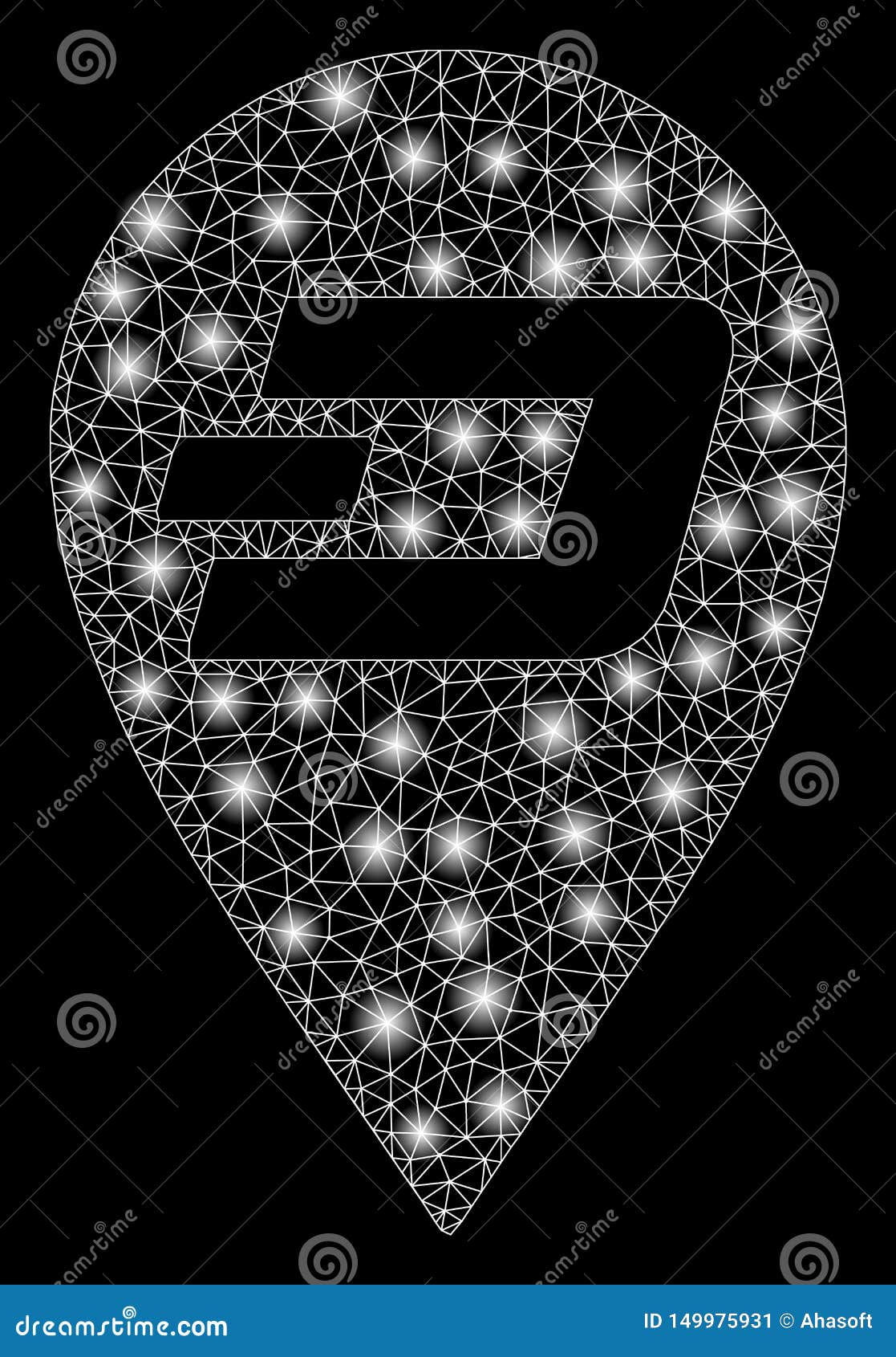 Bright Mesh 2D Dash Map Marker with Light Spots Stock Vector ...