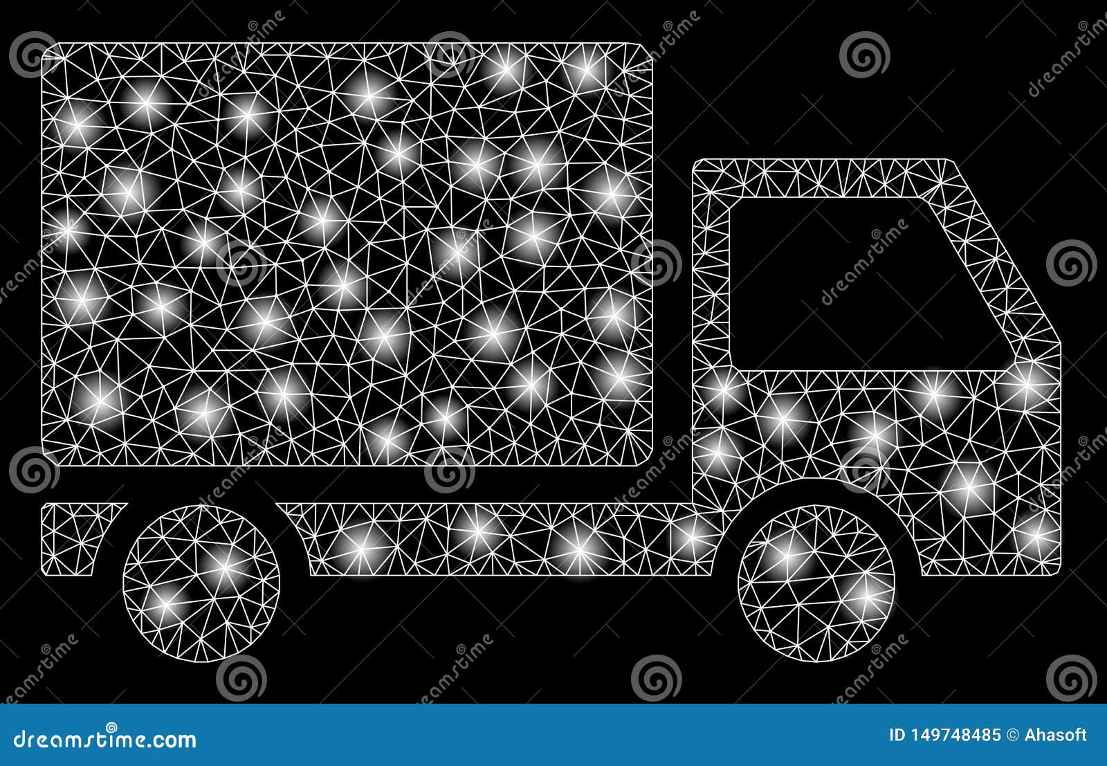 Bright Mesh 2D Delivery Lorry with Light Spots Stock Vector ...