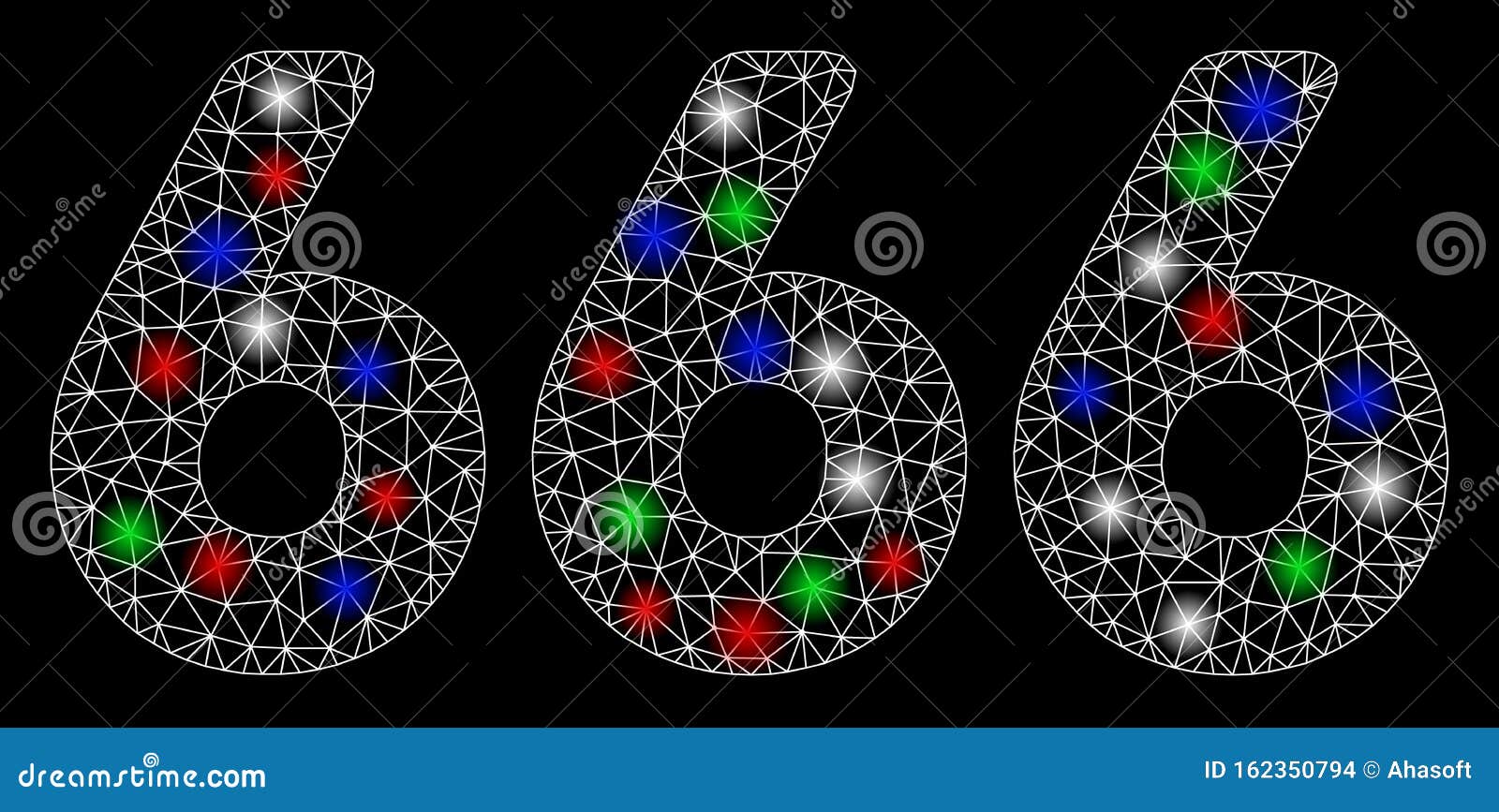 Bright Mesh 2D 666 Digits Text with Flash Spots Stock Illustration ...