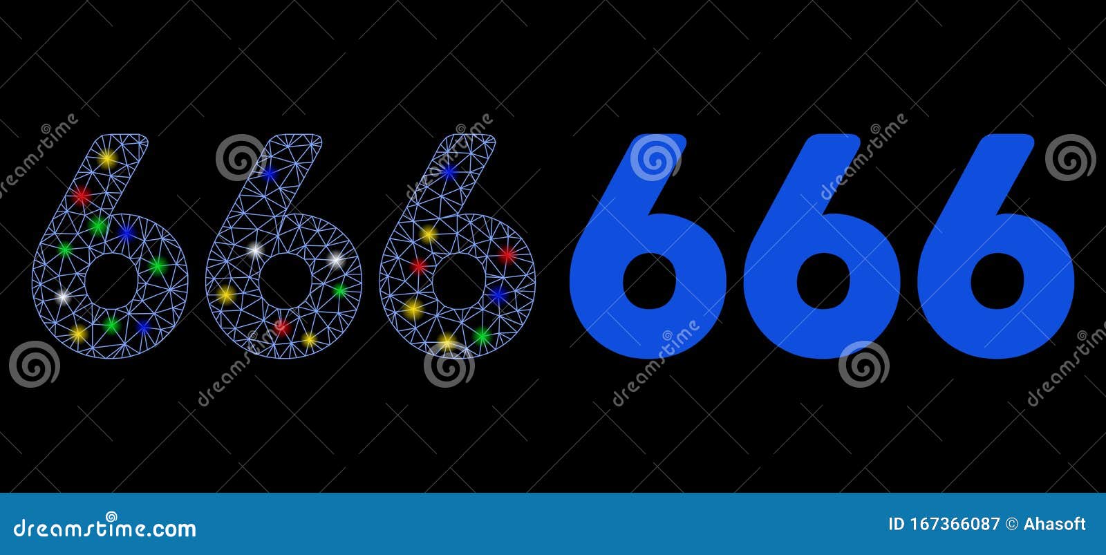 Bright Mesh 2D 666 Digits Text Icon with Flash Spots Stock Vector ...