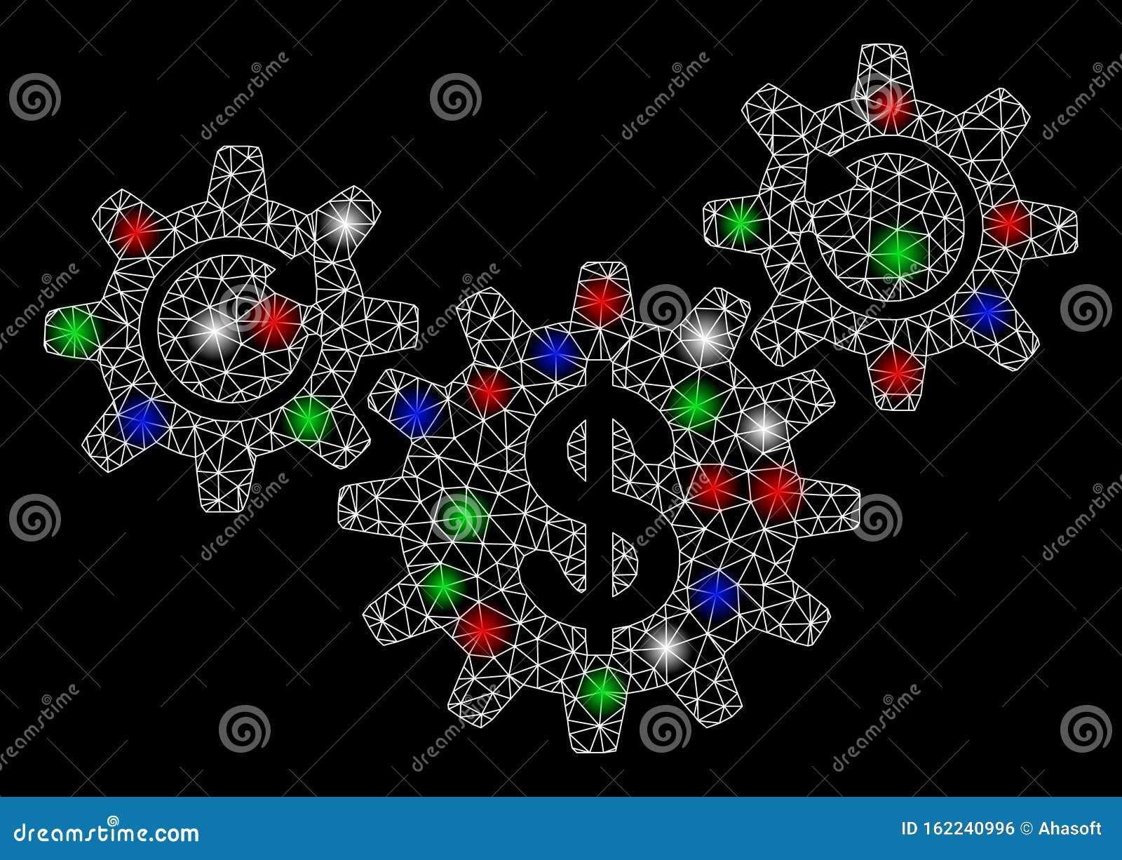 Bright Mesh 2D Dollar Wheels Rotation with Flash Spots Stock ...