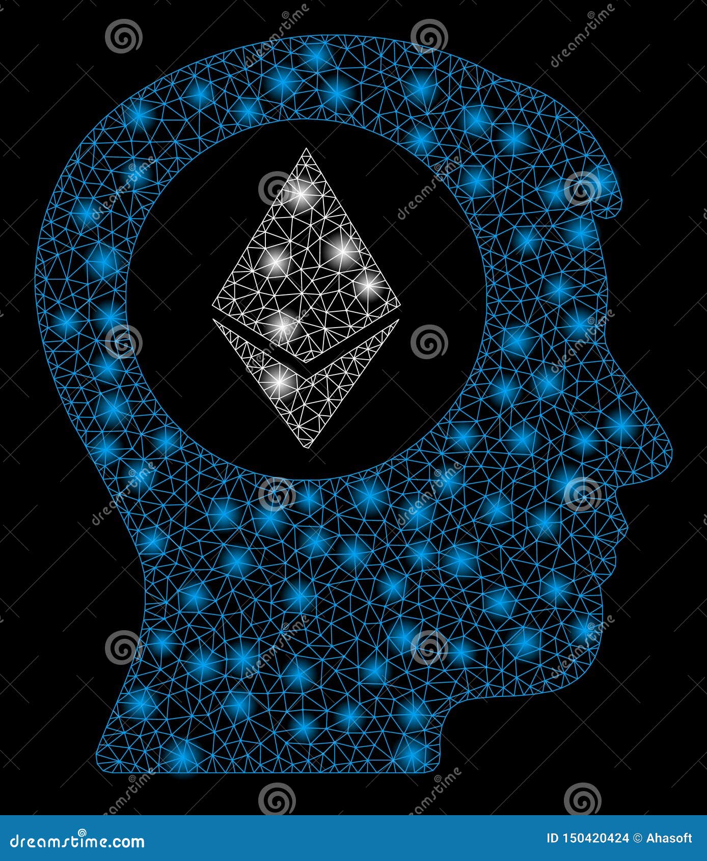 Bright Mesh 2D Ethereum Mind with Light Spots Editorial Stock Image ...
