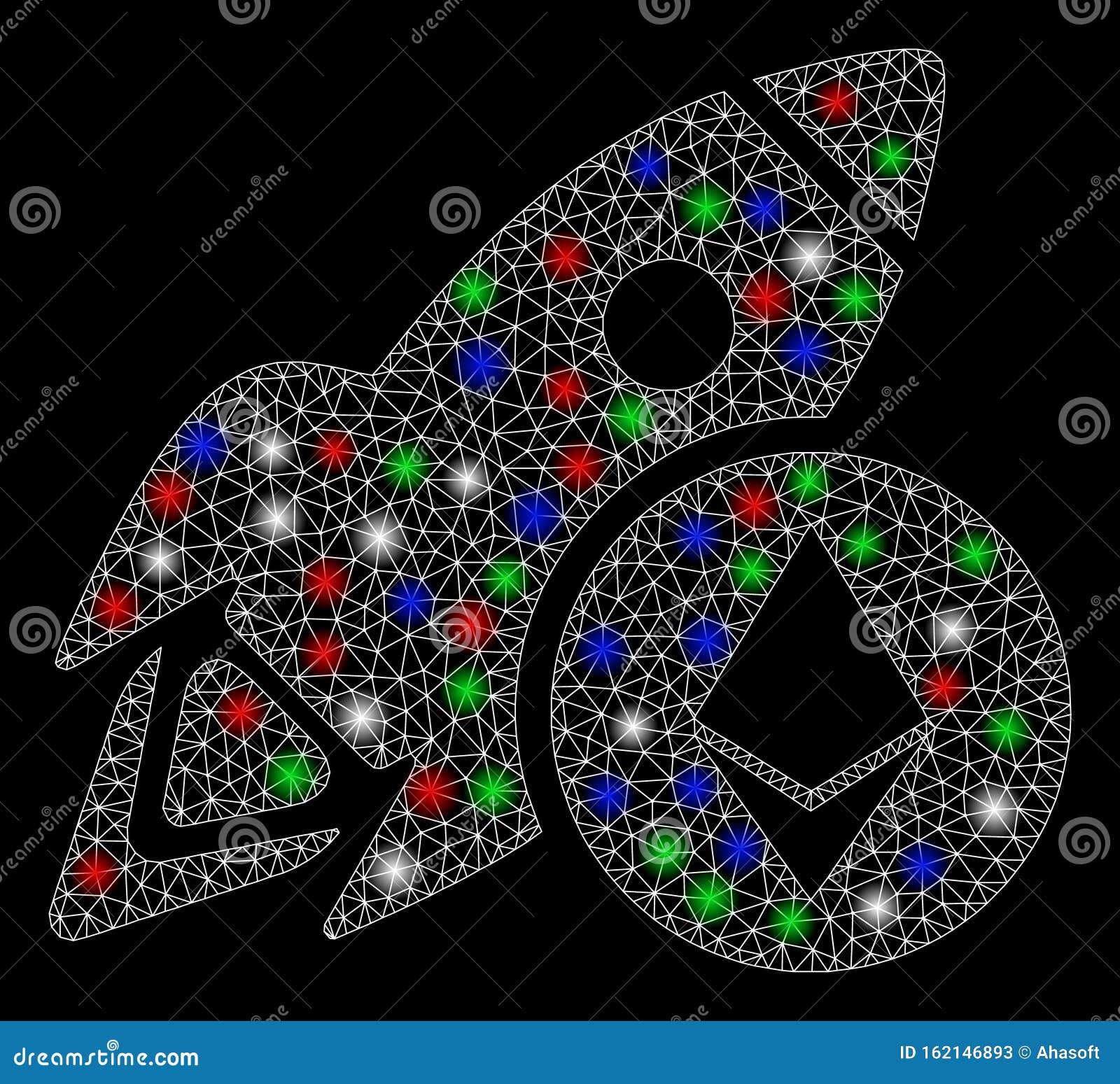 Bright Mesh 2D Ethereum Rocket with Flare Spots Editorial Stock Photo ...