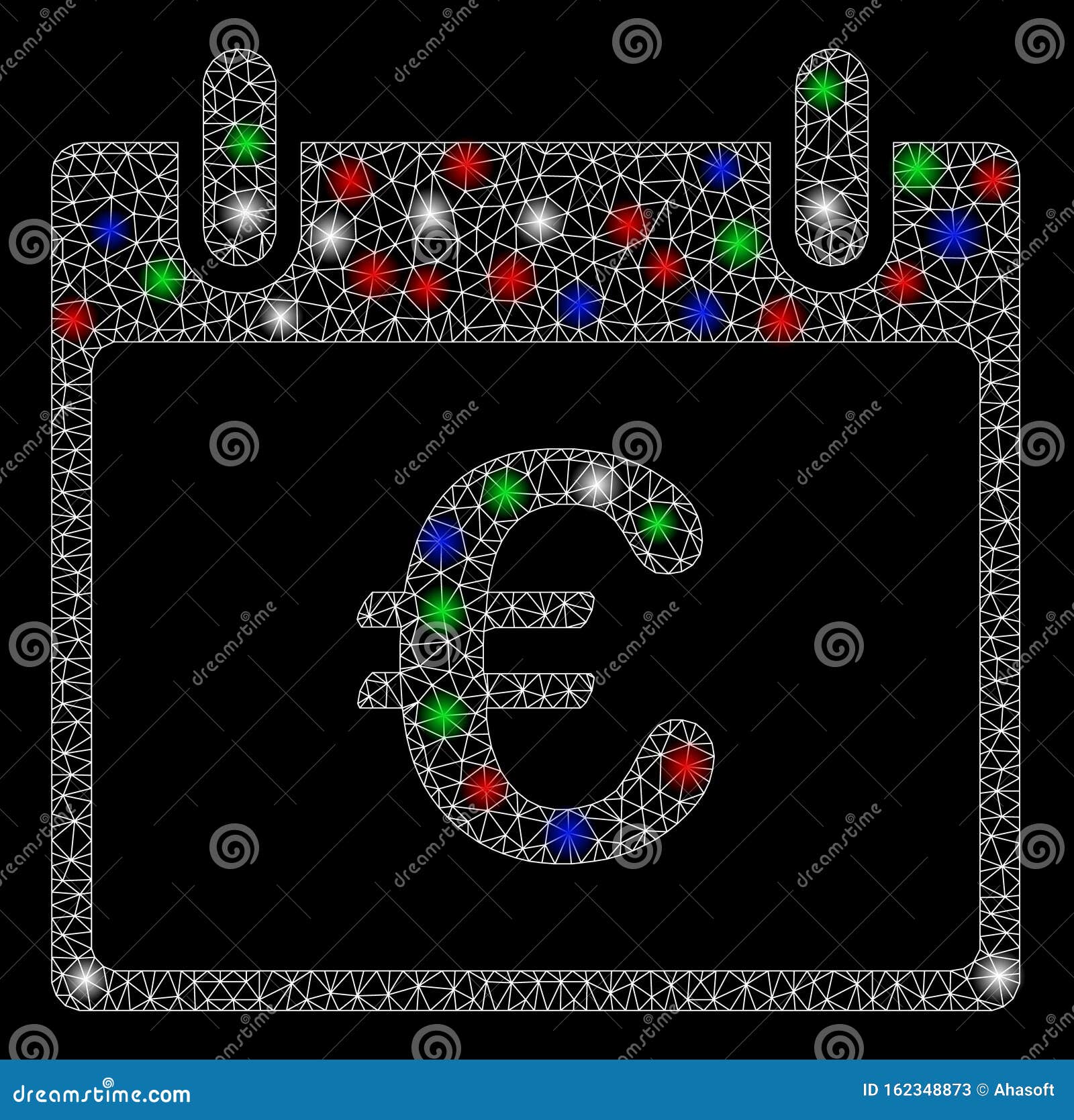 Bright Mesh 2D Euro Calendar Day with Light Spots Stock Illustration ...
