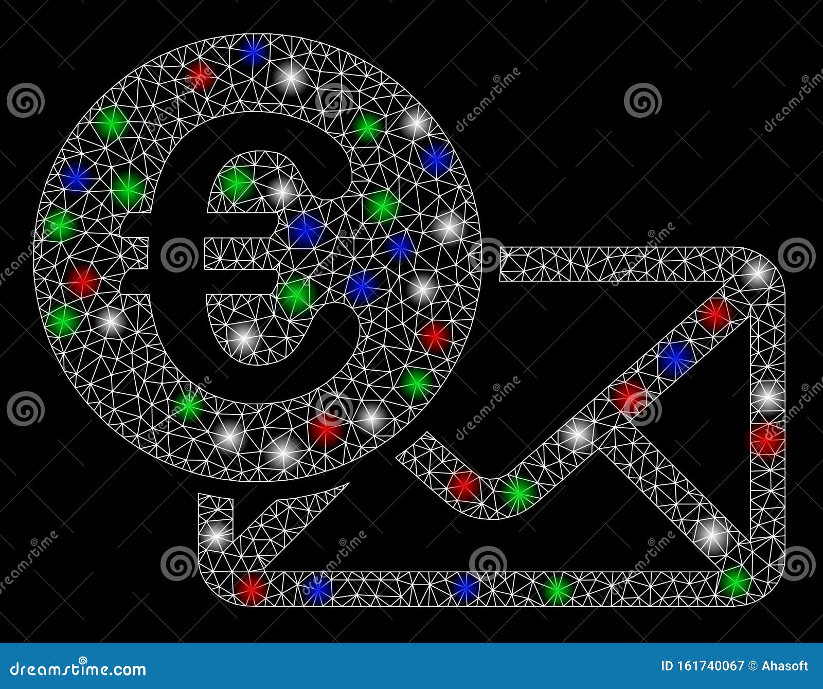Bright Mesh 2D Euro Message with Flash Spots Stock Vector ...