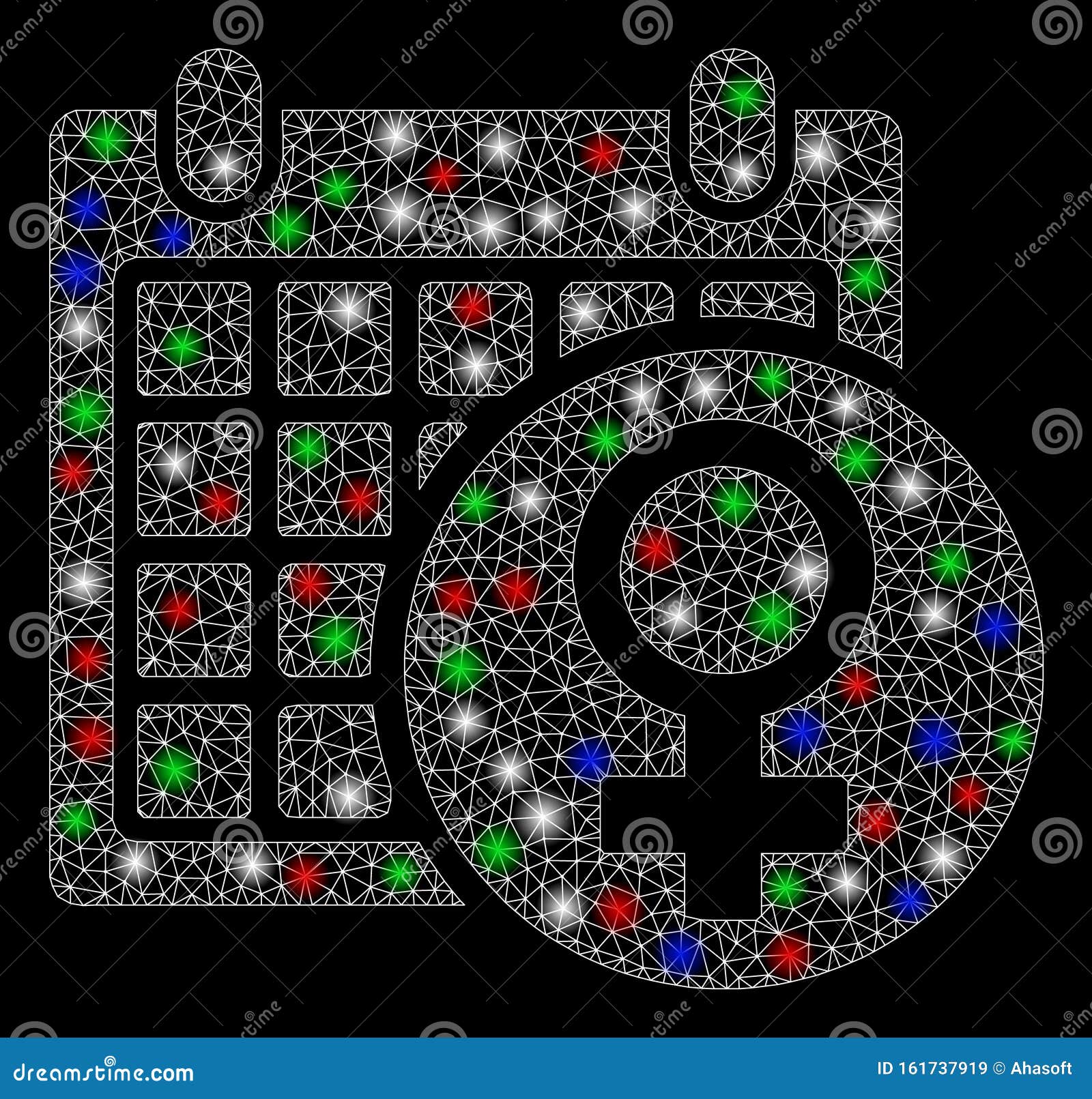 Bright Mesh 2D Female Calendar with Light Spots Stock Vector ...