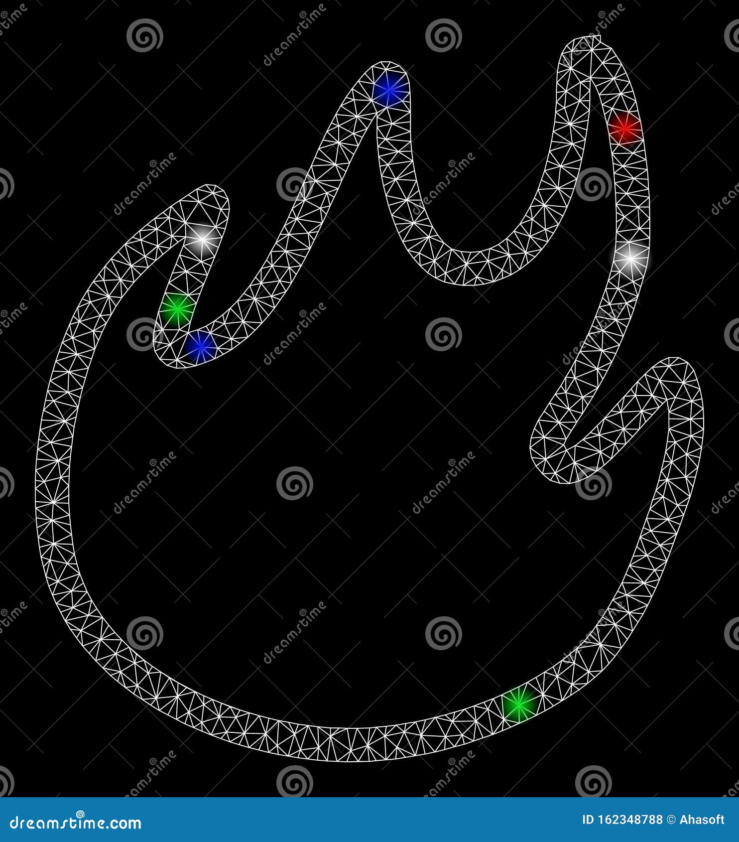 Bright Mesh 2D Flame Contour with Flare Spots Stock Illustration ...