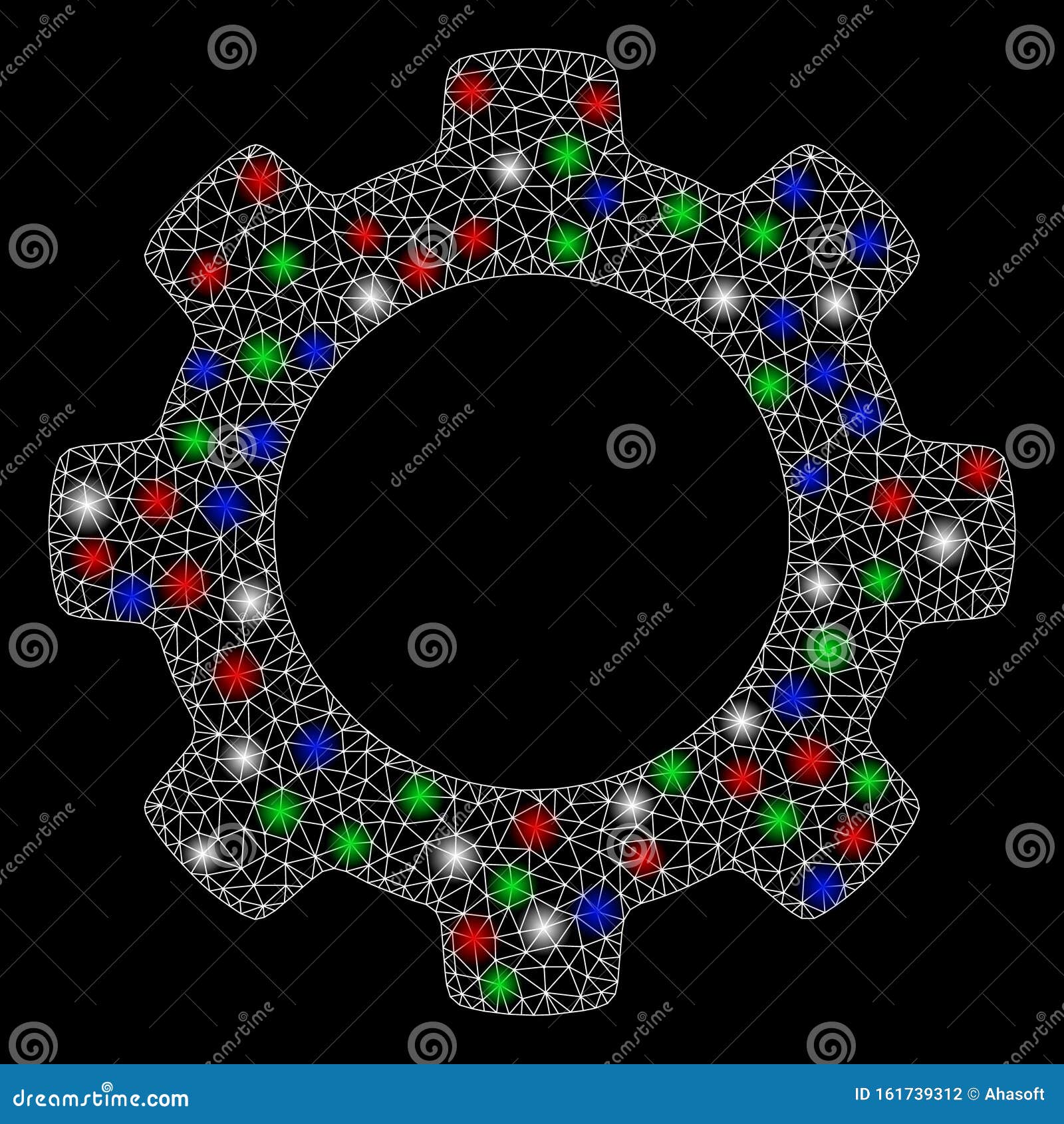 Bright Mesh 2D Gear with Flare Spots Stock Vector - Illustration of ...