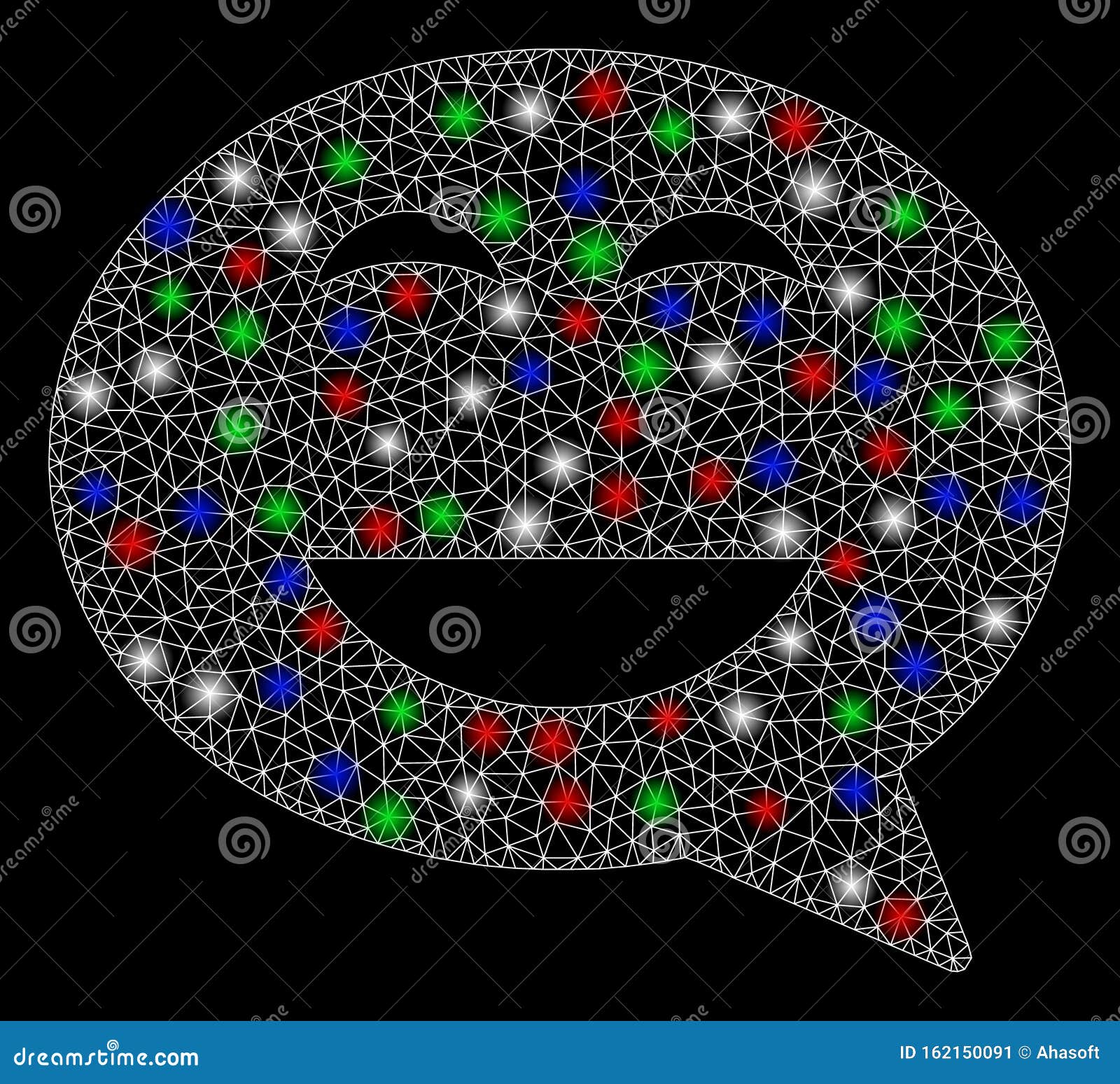 Bright Mesh 2D Glad Smiley Message with Flash Spots Stock Illustration ...