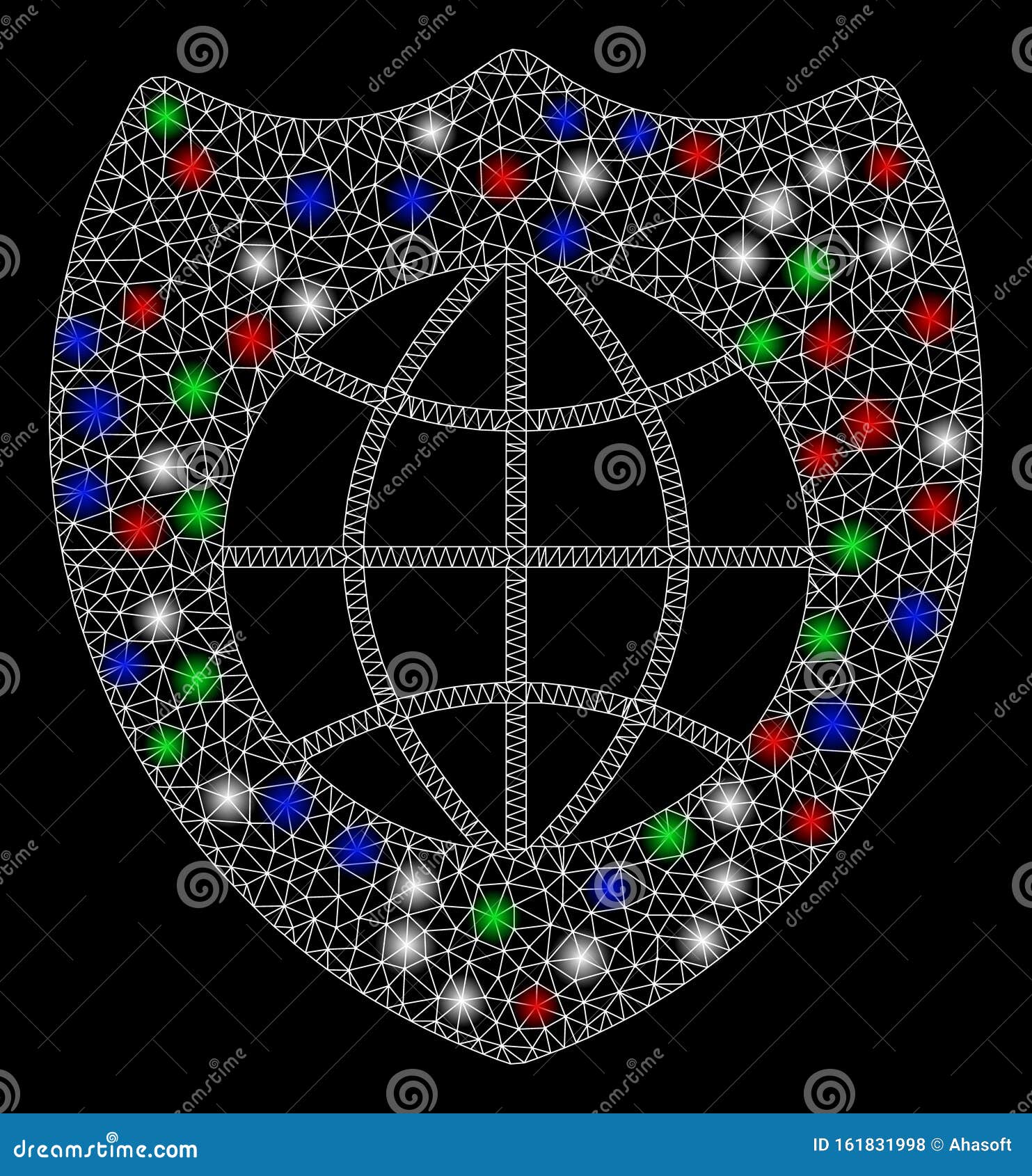 Bright Mesh 2D Global Shield with Flare Spots Stock Vector ...
