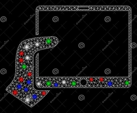 Bright Mesh 2D Hand Holds Tablet with Flare Spots Stock Vector ...