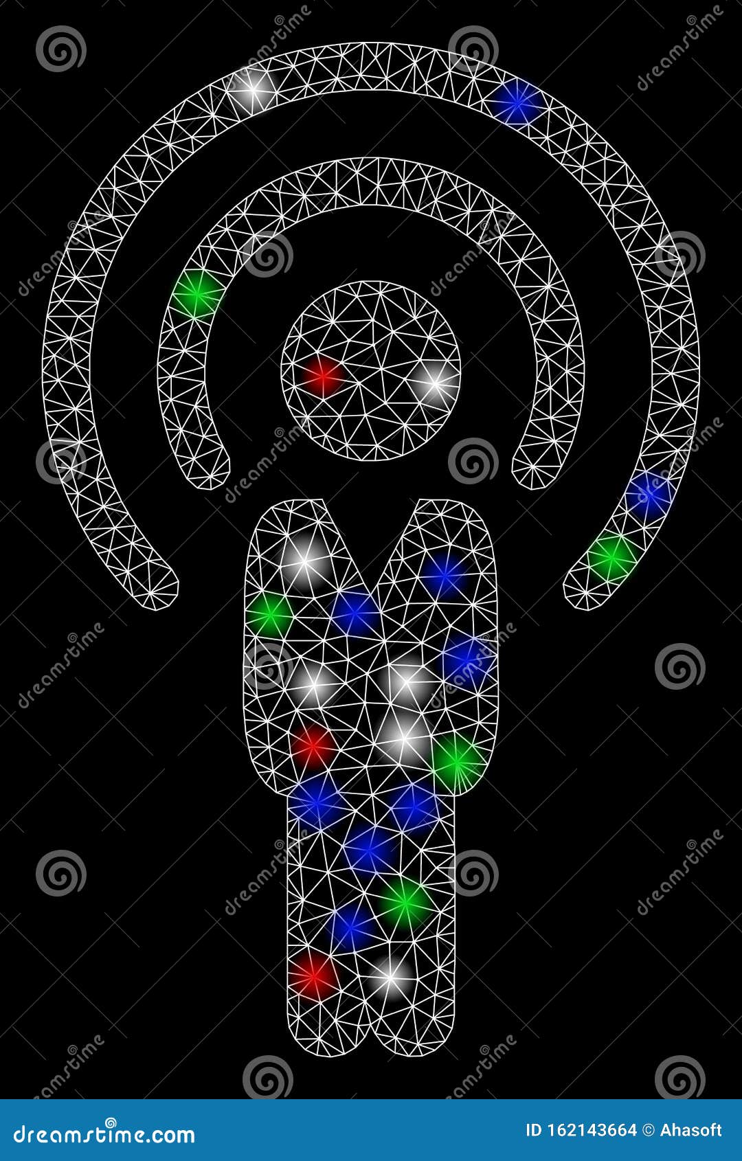 Bright Mesh 2D Human Radio Source with Flare Spots Stock Vector ...