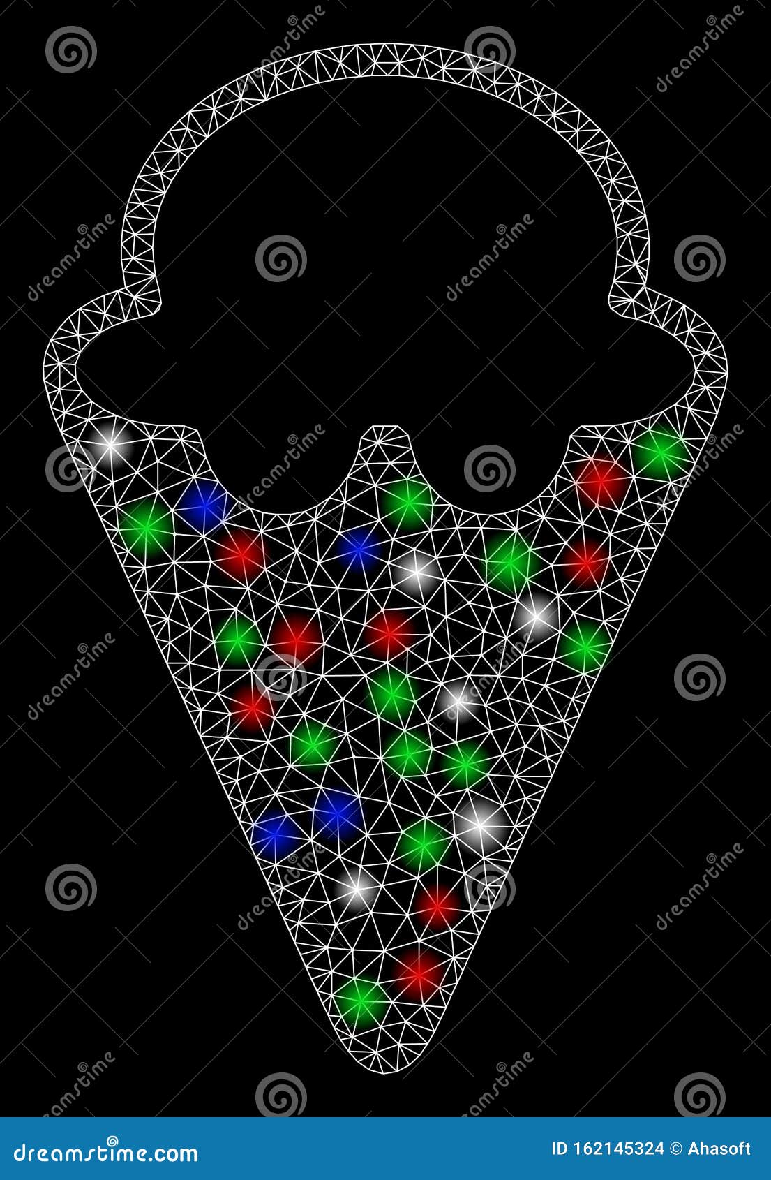 Bright Mesh 2D Ice-Cream with Flash Spots Stock Illustration ...