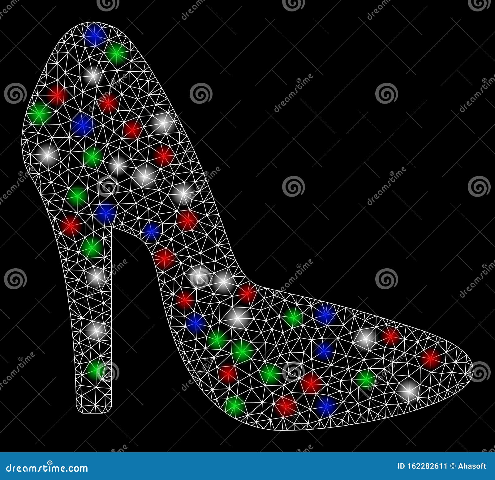 Bright Mesh 2D Lady Shoe with Light Spots Stock Vector - Illustration ...