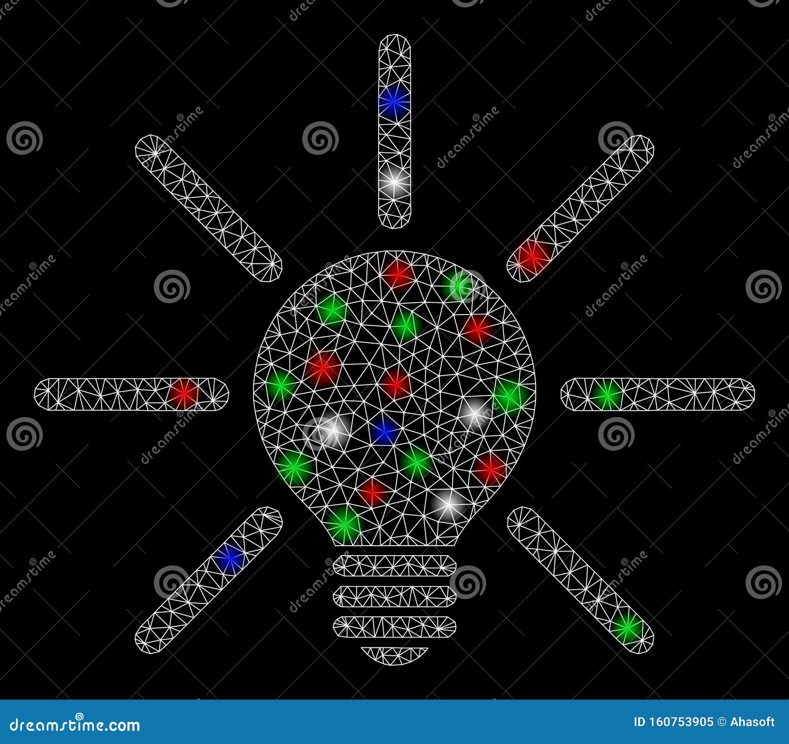 Bright Mesh 2D Light Bulb with Flare Spots Stock Vector - Illustration ...