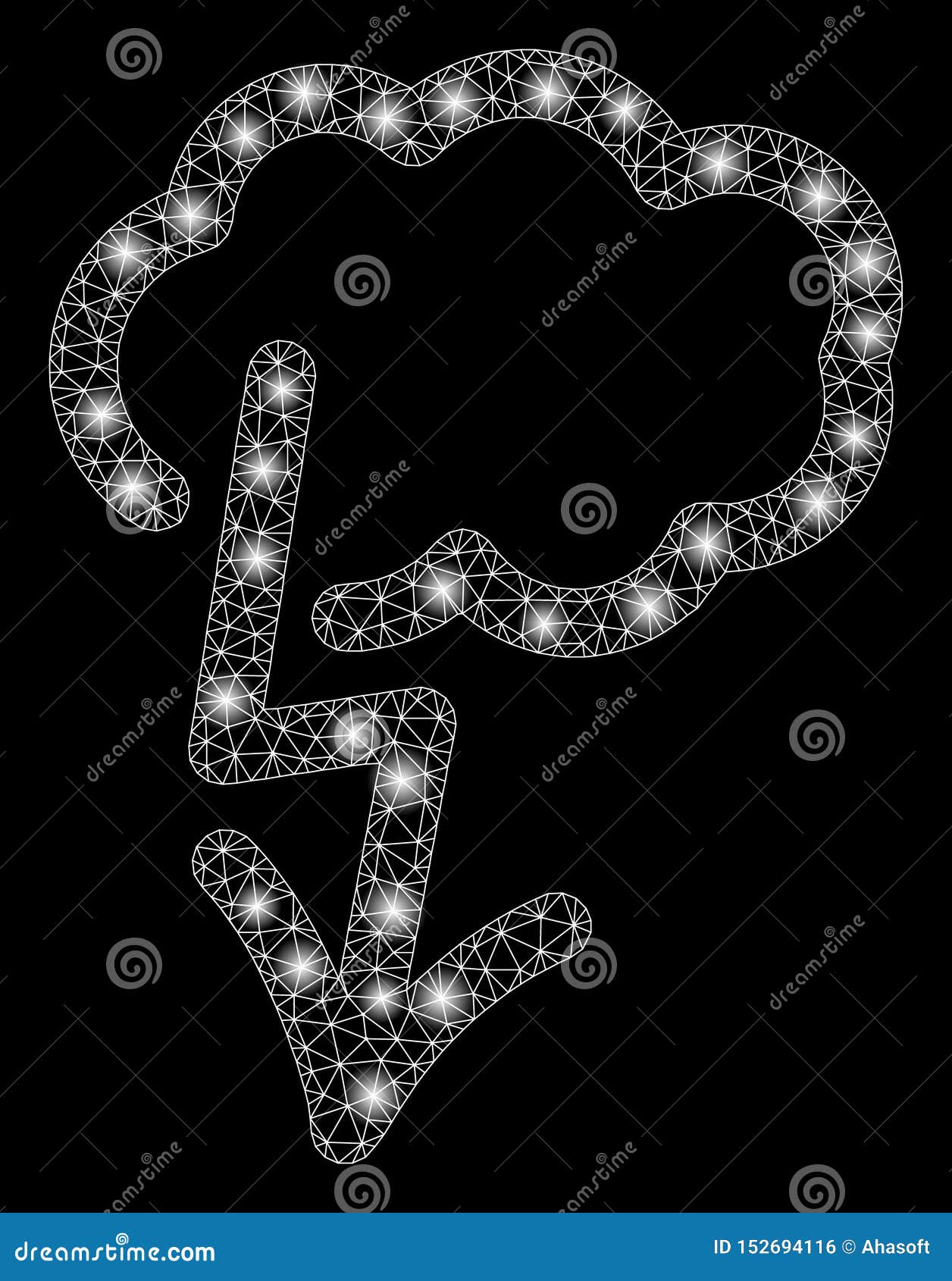 Bright Mesh 2D Lightning Strike with Flare Spots Stock Vector ...