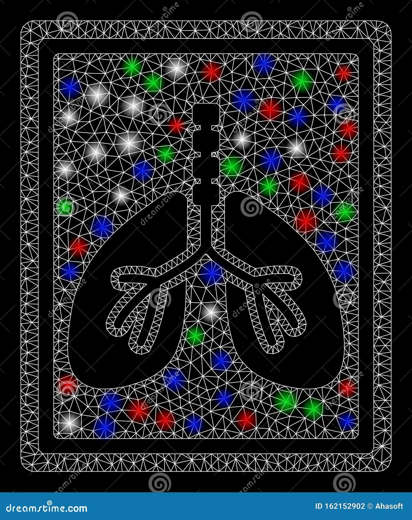 Bright Mesh 2D Lungs Fluorography with Flare Spots Stock Illustration ...