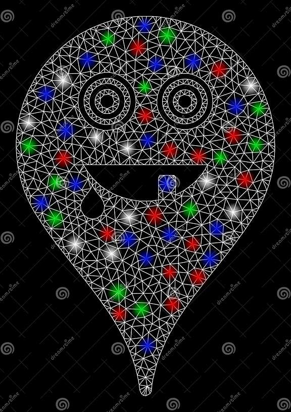 Bright Mesh 2D Maniac Smiley Map Marker with Light Spots Stock Vector ... Bright Mesh 2D Maniac Smiley Map Marker with Light Spots Stock Vector ...