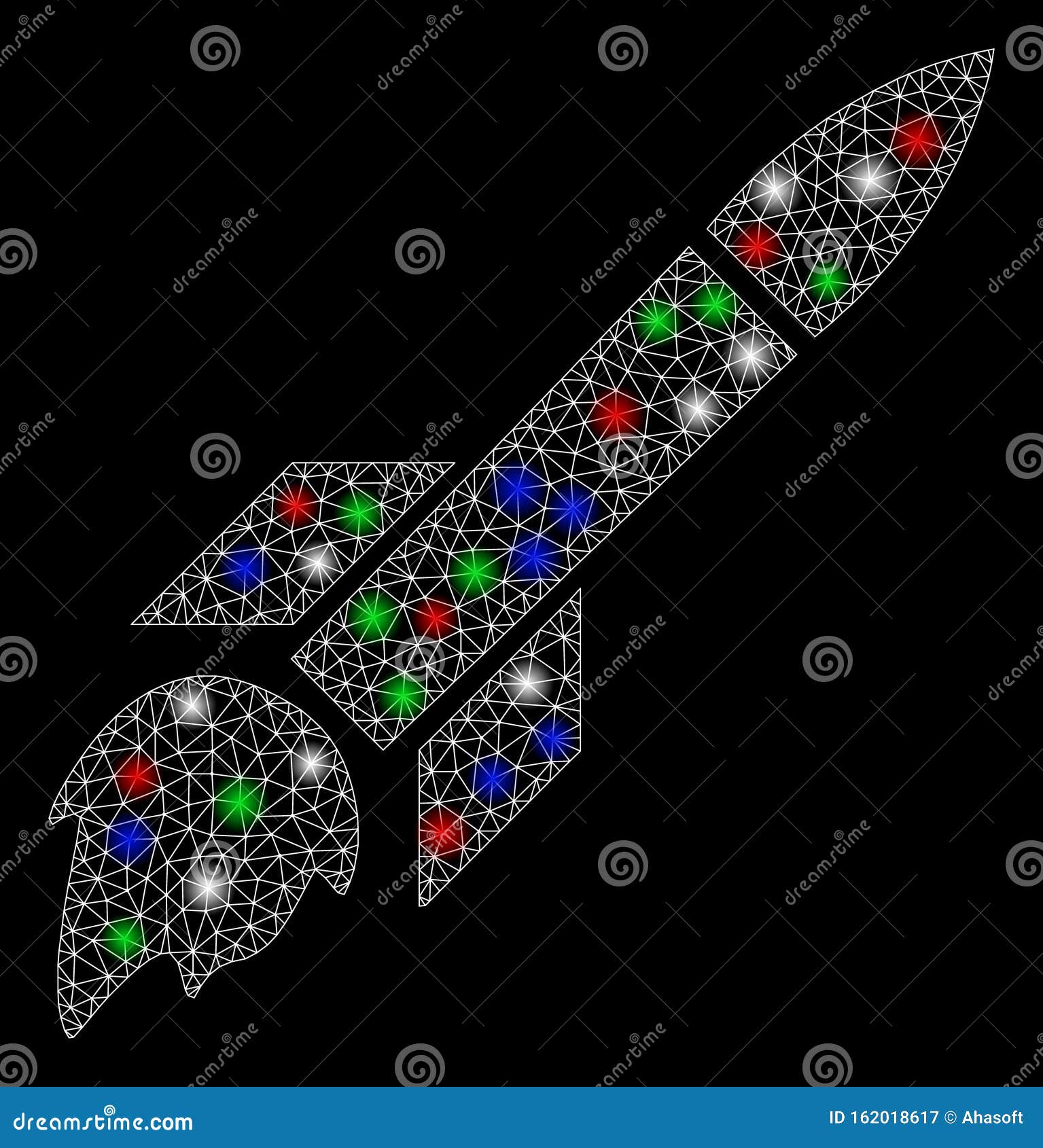 Bright Mesh 2D Missile Flight with Flare Spots Stock Vector ...