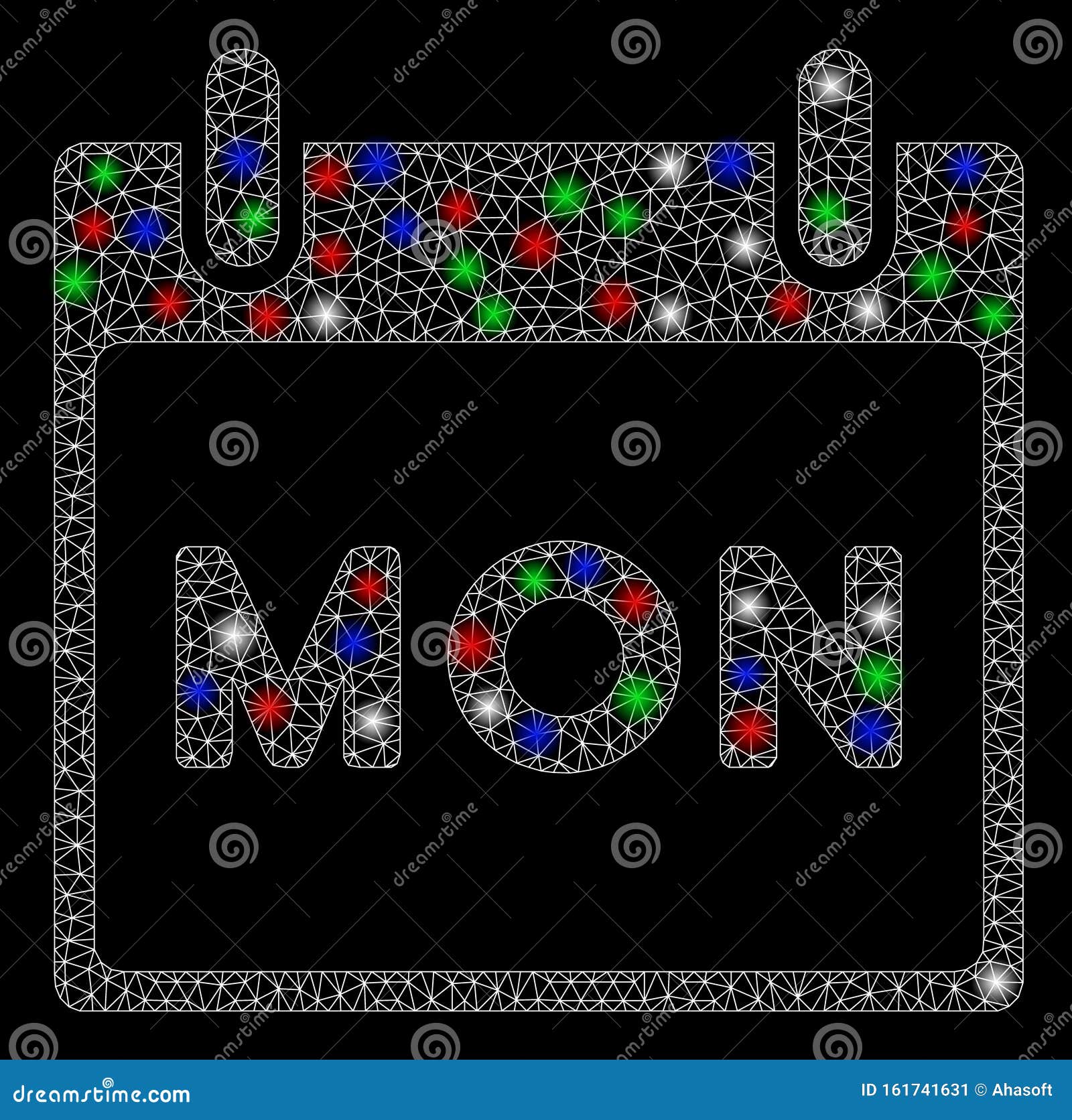 Bright Mesh 2D Monday Calendar Page with Flare Spots Stock Vector ...