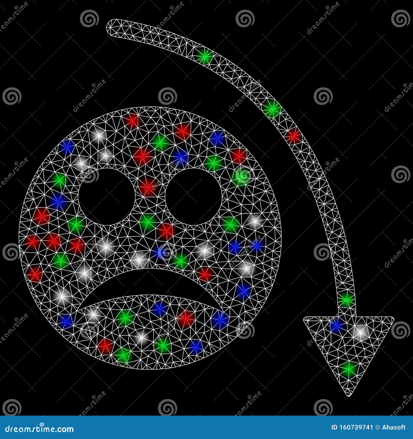 Bright Mesh 2D Negative Smiley Trend with Flash Spots Stock Vector ...