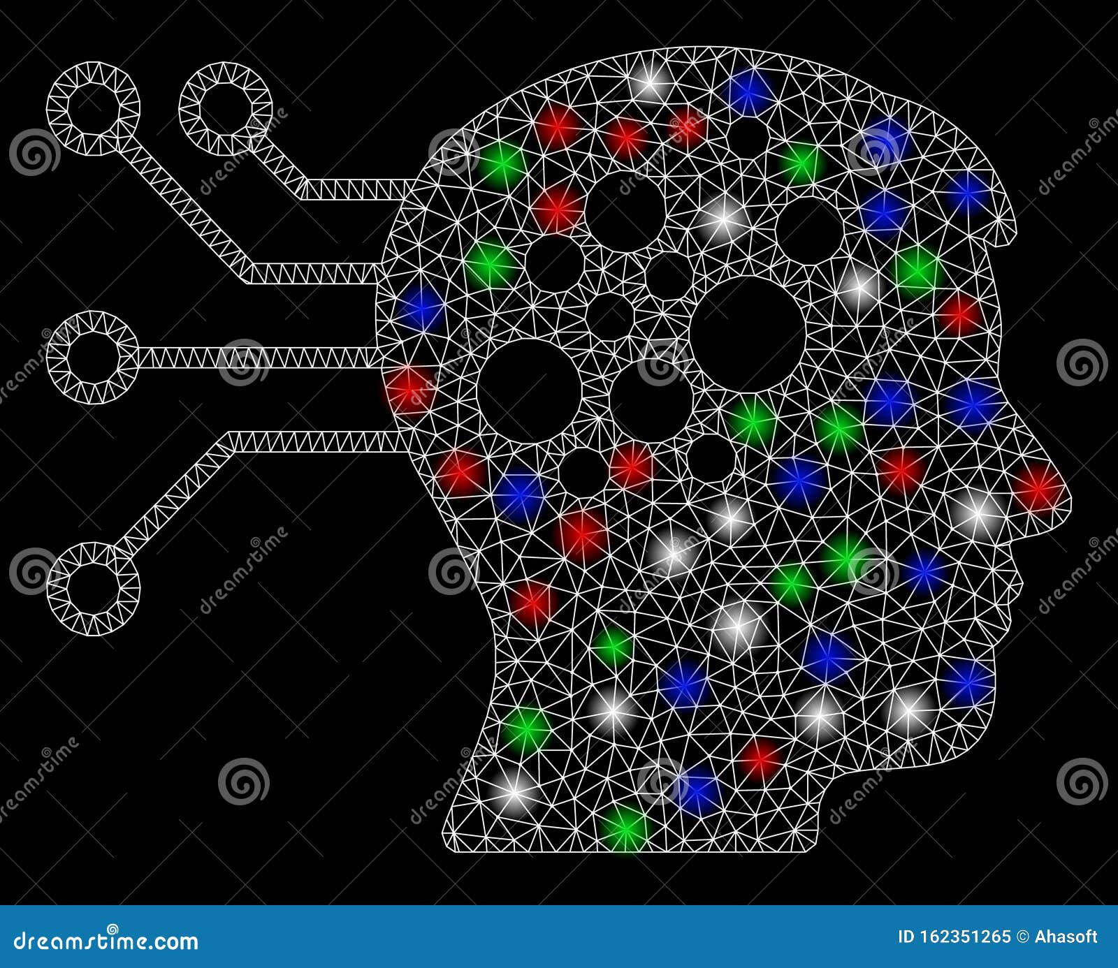 Bright Mesh 2D Neural Computer Links with Light Spots Stock ...