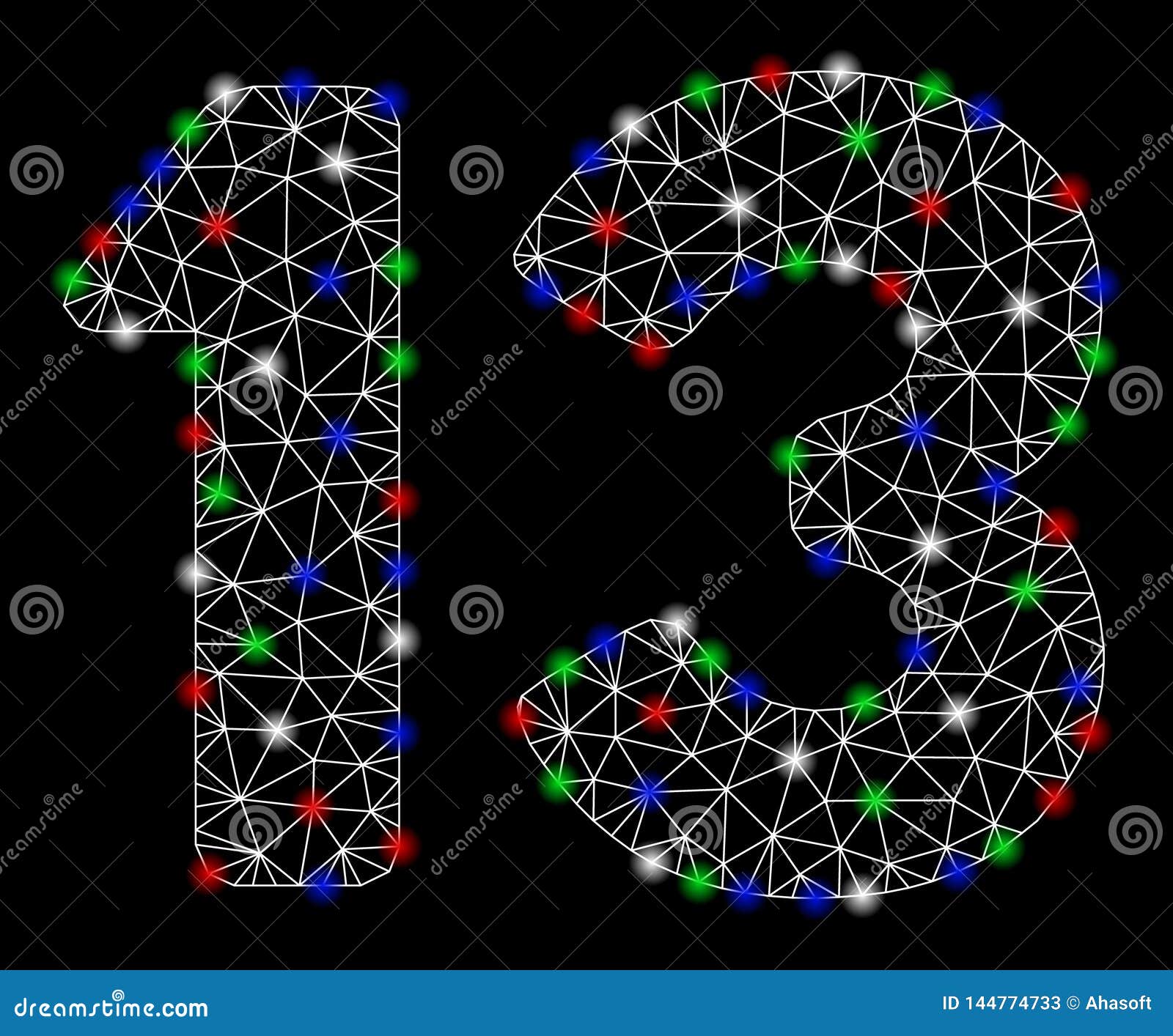 Bright Mesh 2D 13 Number Text with Flare Spots Stock Vector ...