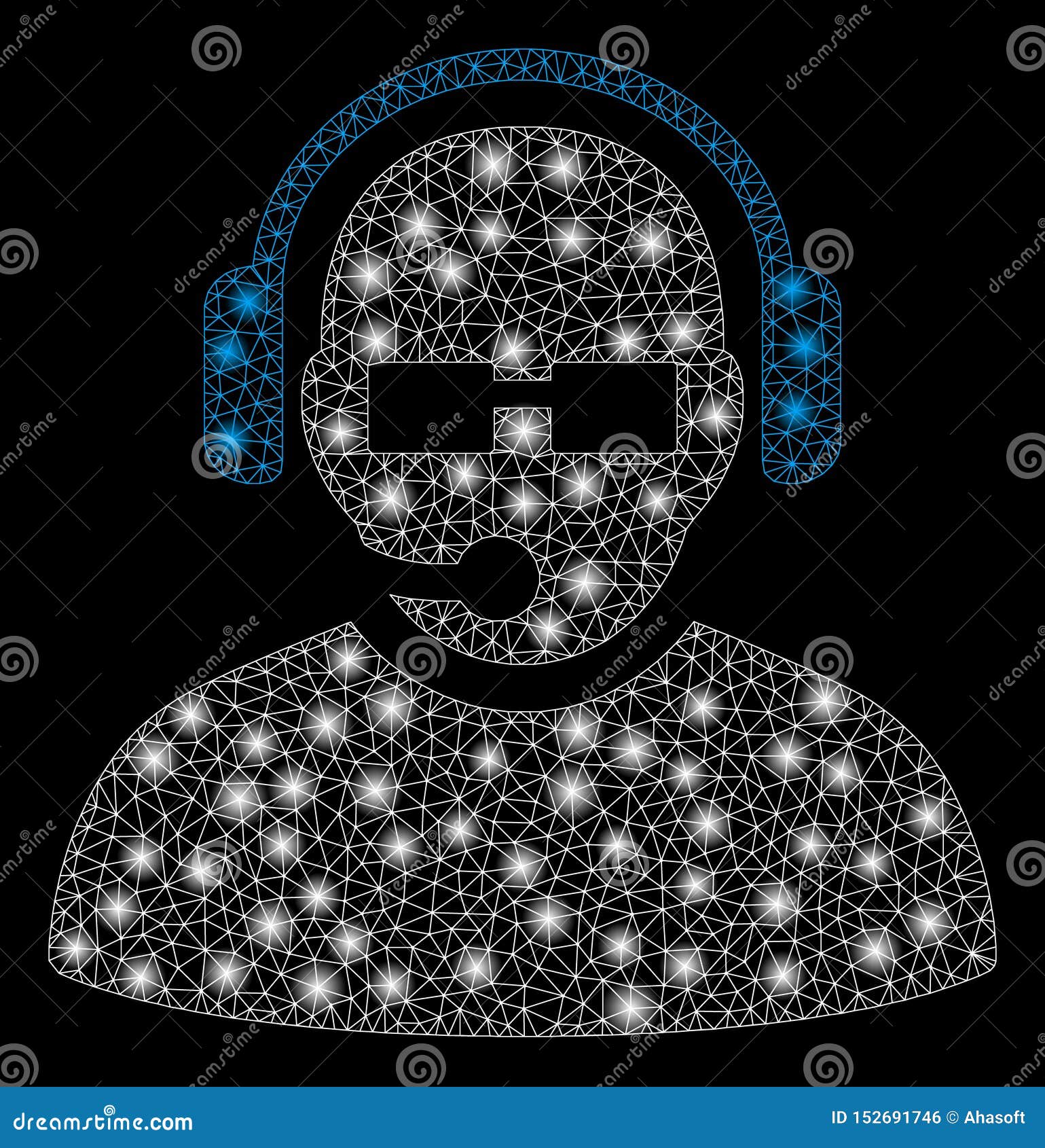 Bright Mesh 2D Operator with Light Spots Stock Vector - Illustration of ...