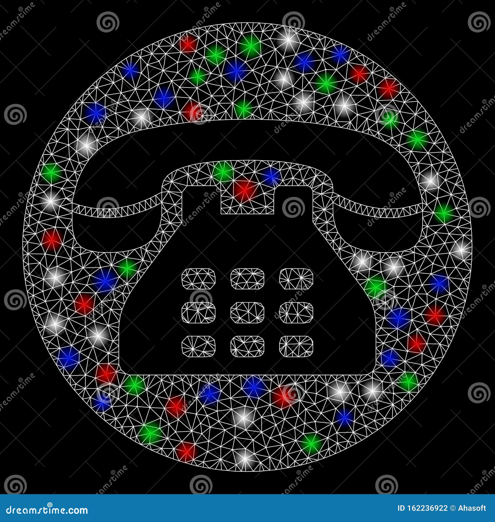 Bright Mesh 2D Phone Number with Light Spots Stock Vector ...