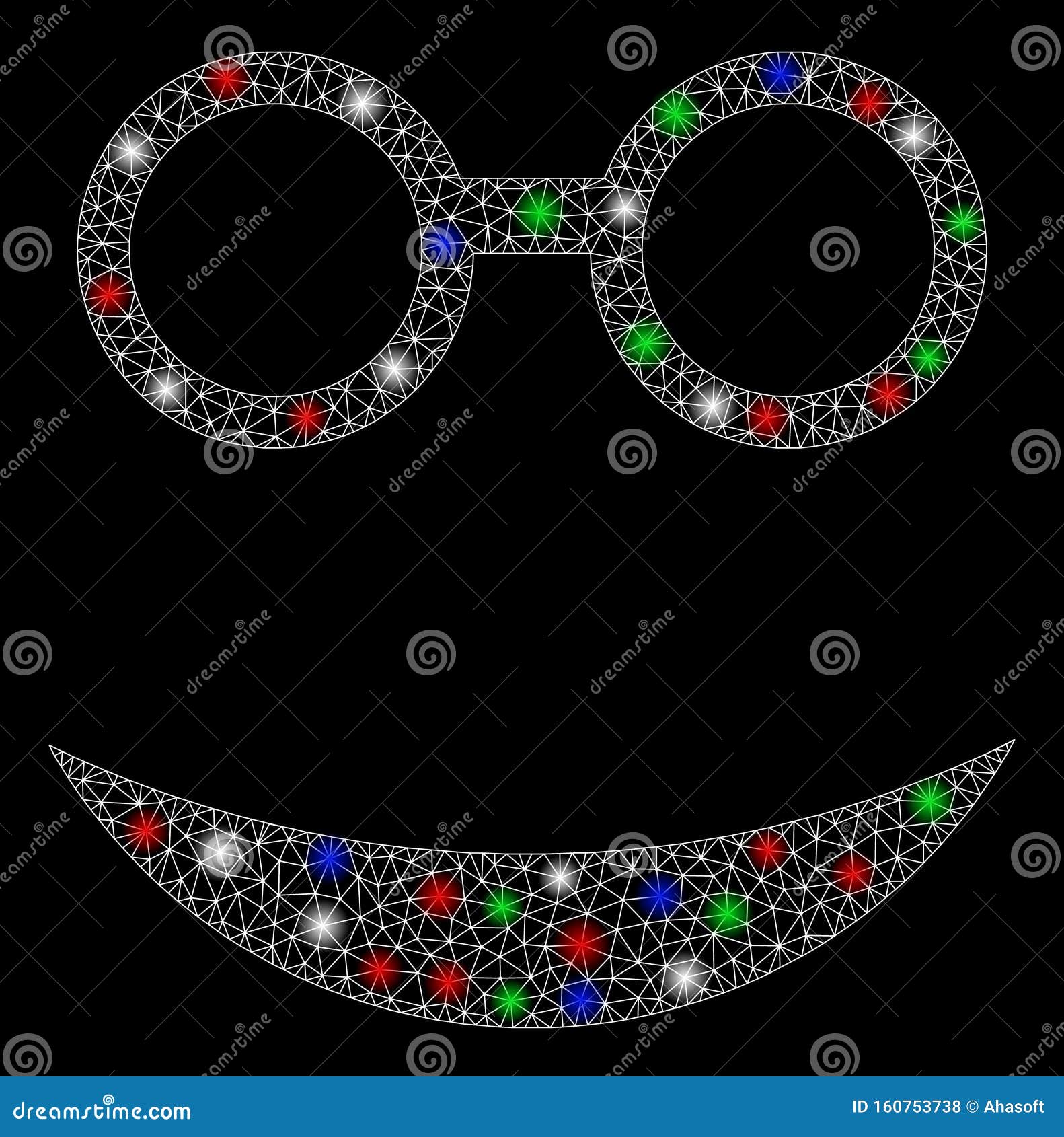 Bright Mesh 2D Professor Smiley with Flash Spots Stock Vector ...