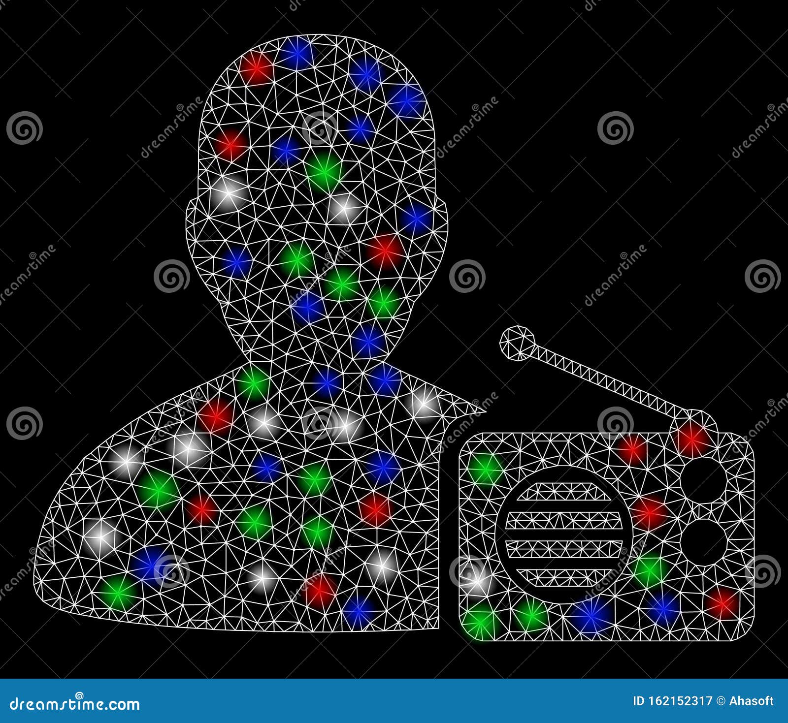 Bright Mesh 2D Radio Dictor with Flash Spots Stock Illustration ...