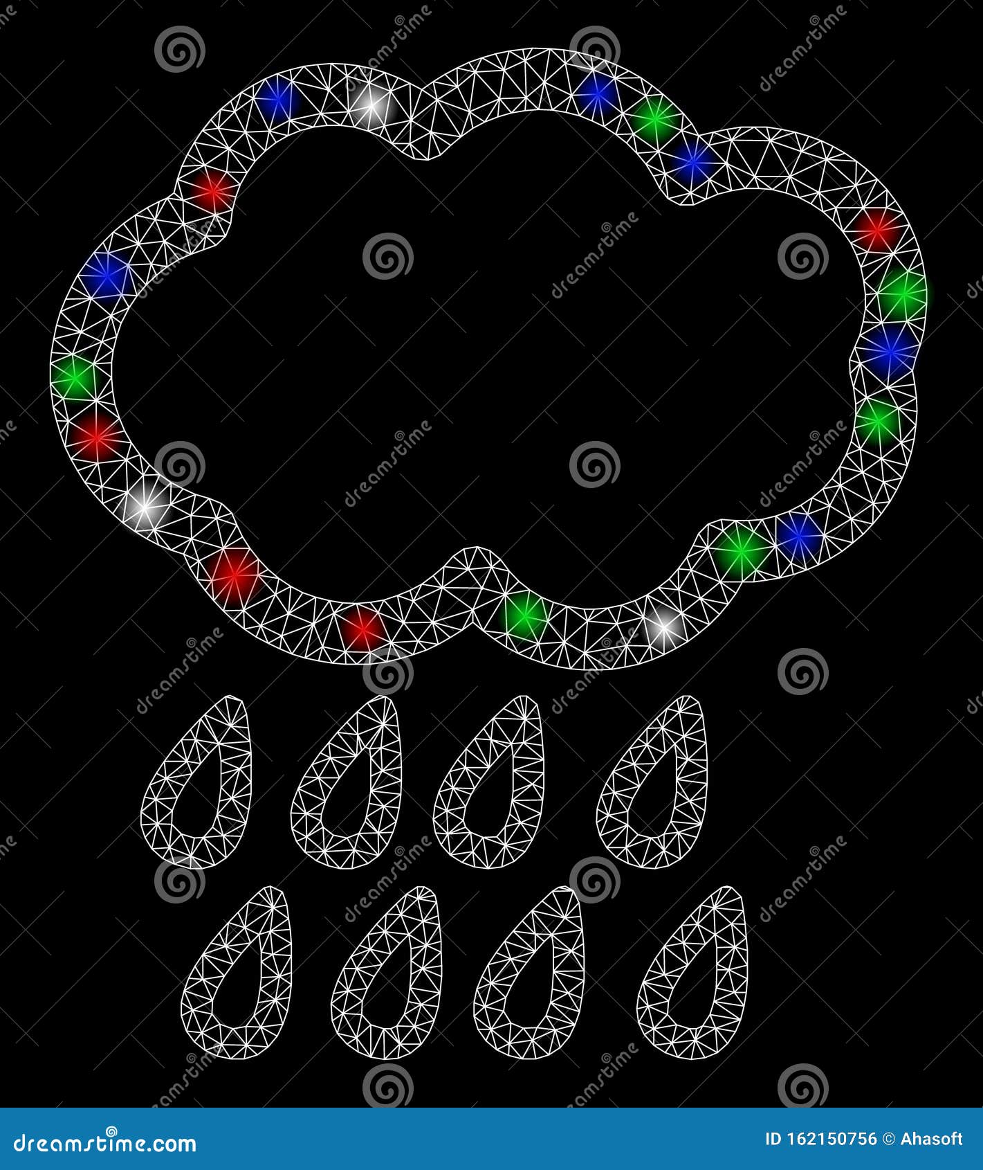 Bright Mesh 2D Rain with Light Spots Stock Illustration - Illustration ...