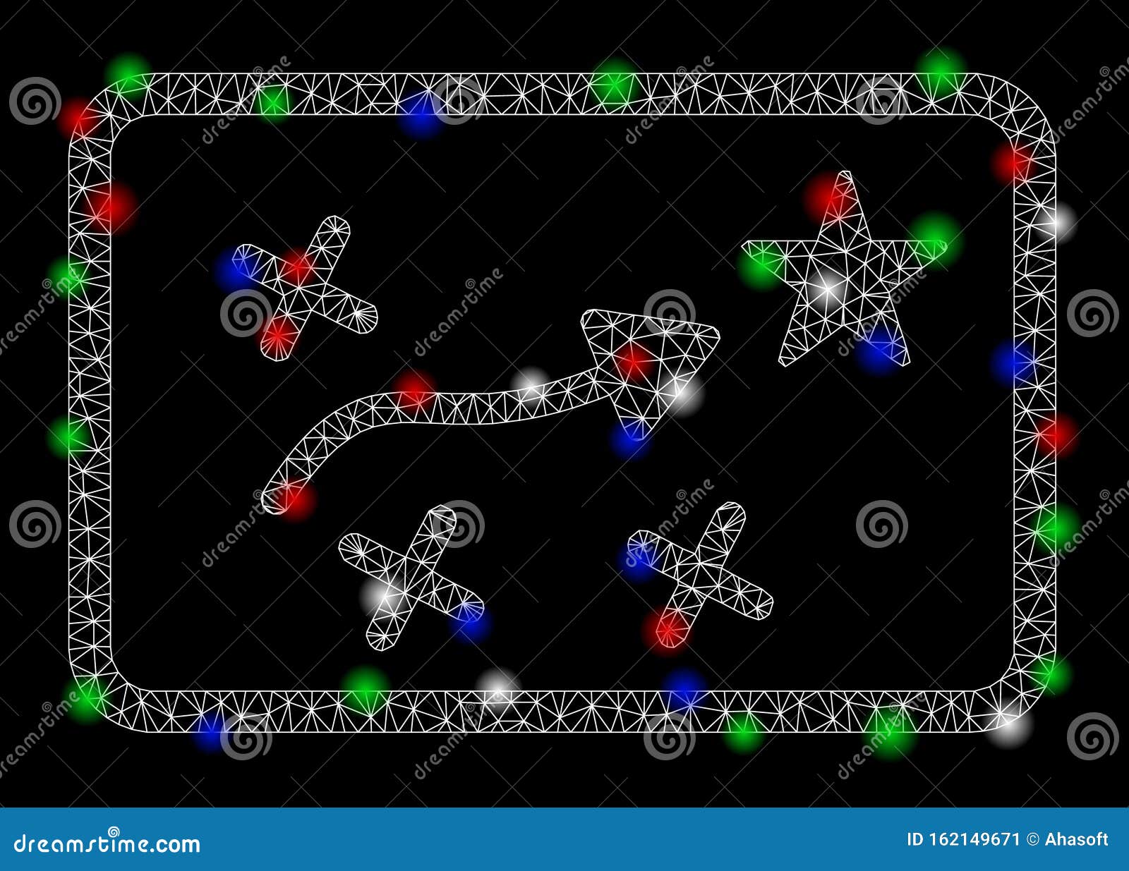 Bright Mesh 2D Route Map with Flare Spots Stock Illustration ...