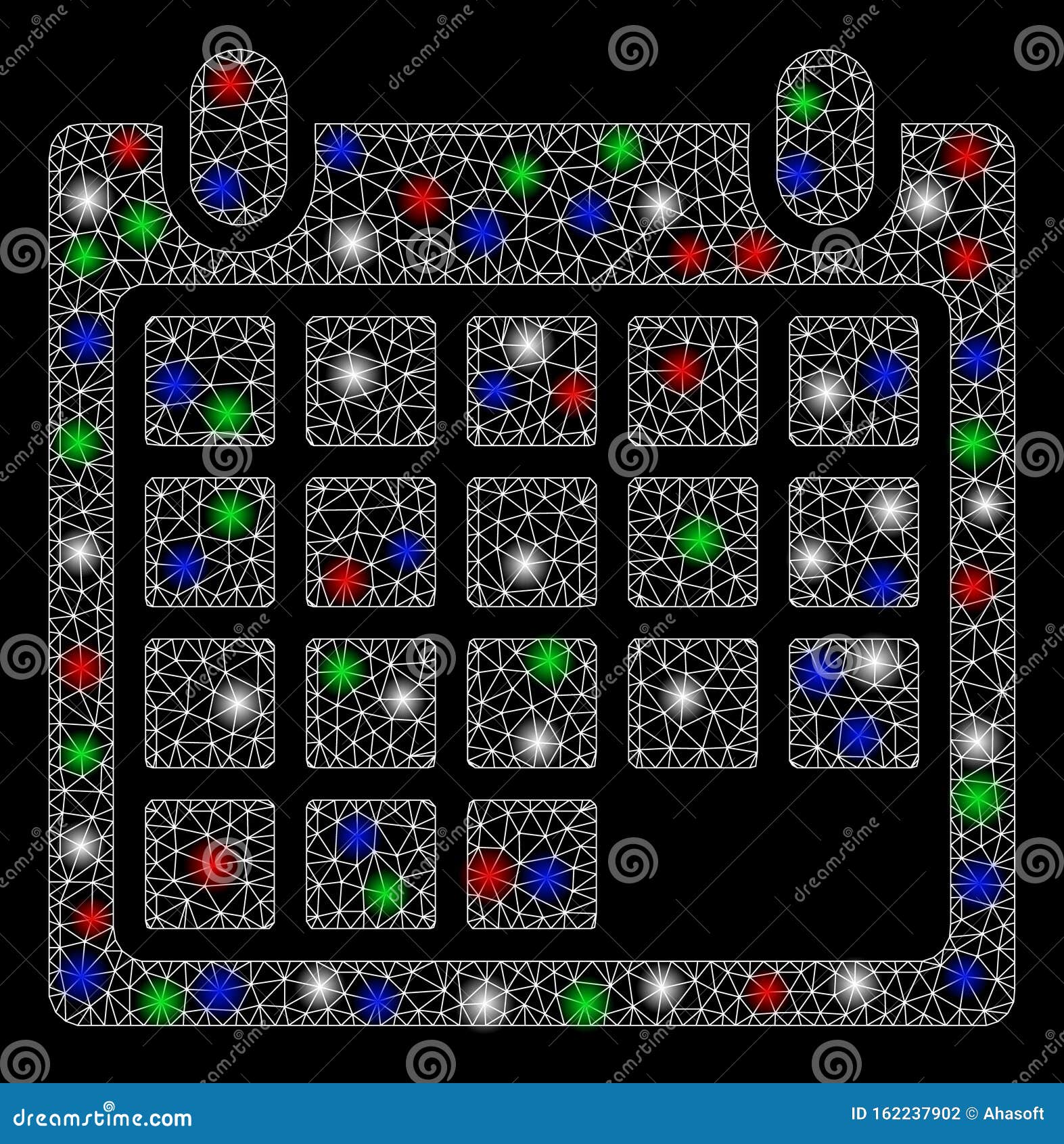 Bright Mesh 2D Schedule Calendar Grid with Flare Spots Stock Vector ...