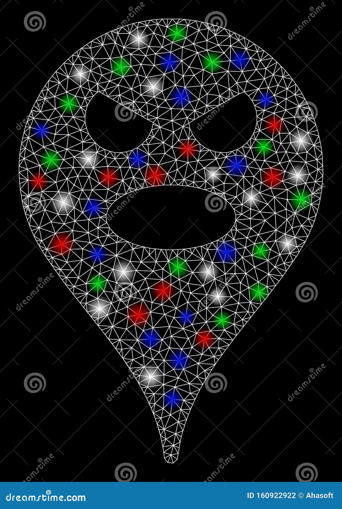 Bright Mesh 2D Scream Smiley Map Marker with Flare Spots Stock Vector ...