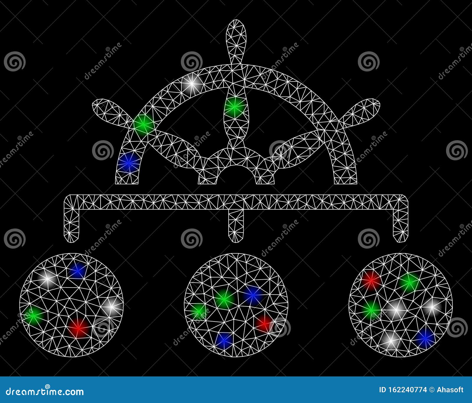 Bright Mesh 2D Ship Wheel Hierarchy with Flash Spots Stock Illustration ...