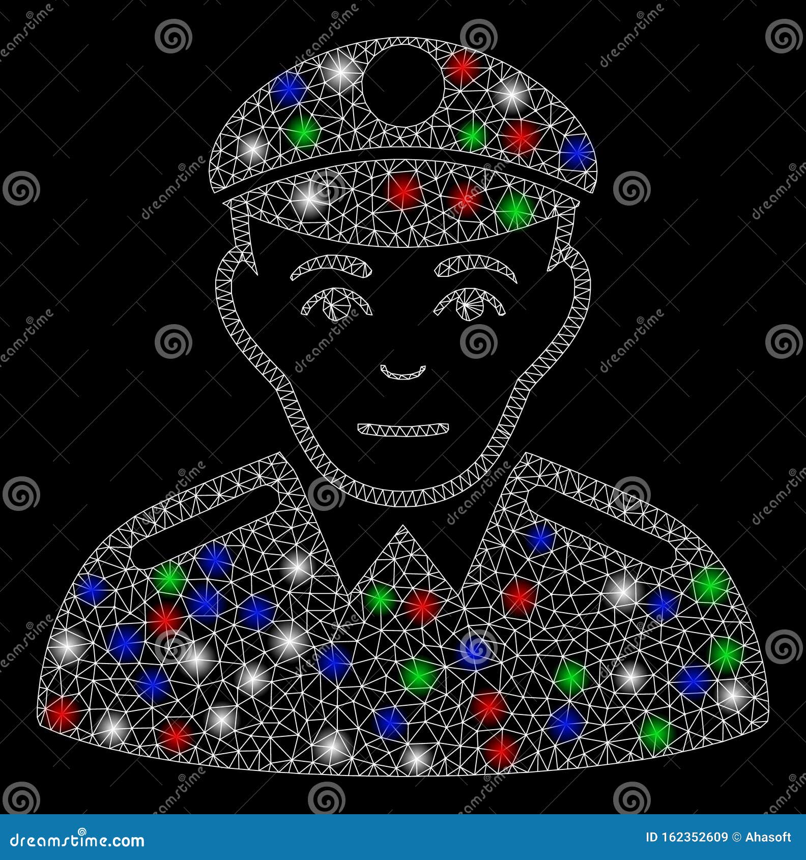 Bright Mesh 2D Soldier with Flare Spots Stock Illustration ...