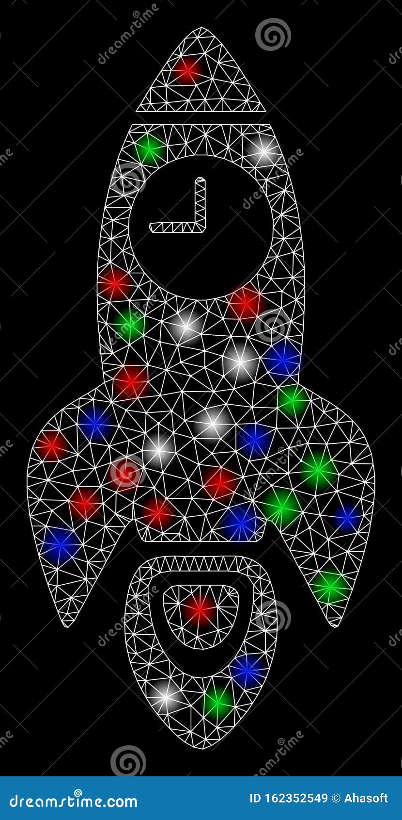 Bright Mesh 2D Space Rocket Time with Flash Spots Stock Illustration ...