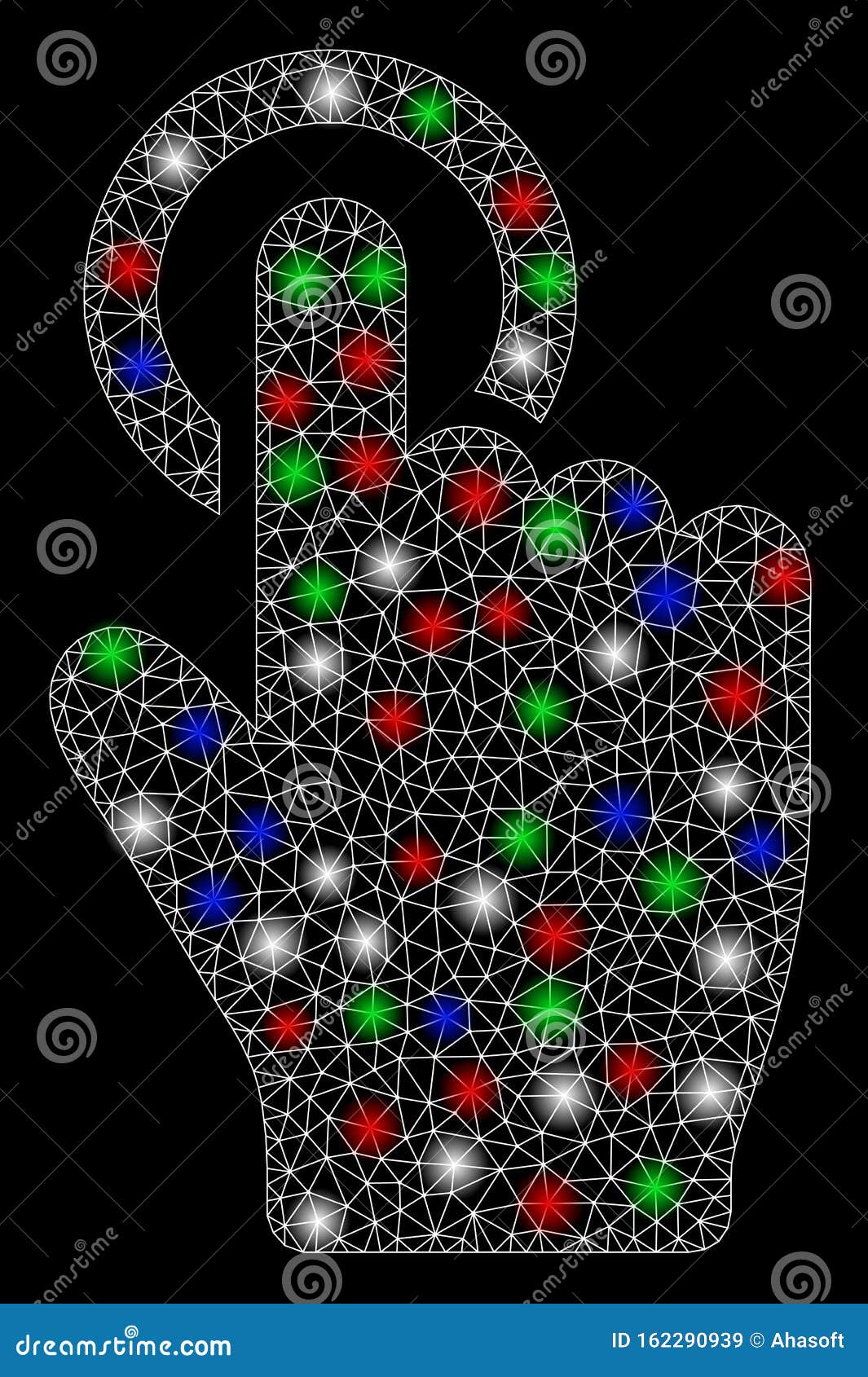 Bright Mesh 2D Tap Gesture with Flash Spots Stock Vector - Illustration ...