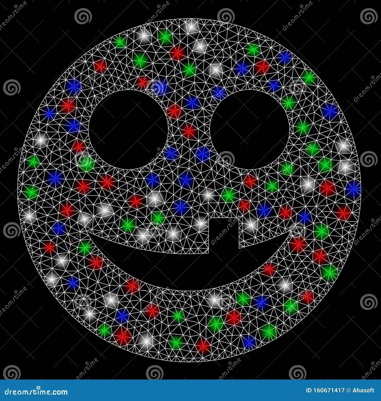 Bright Mesh 2D Toothless Smiley with Flash Spots Stock Vector ...
