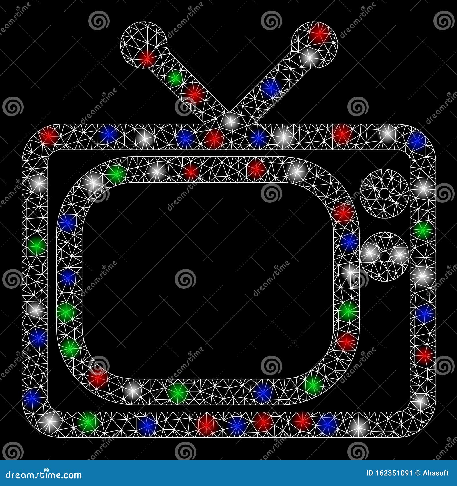 Bright Mesh 2D Tv with Flare Spots Stock Illustration - Illustration of ...