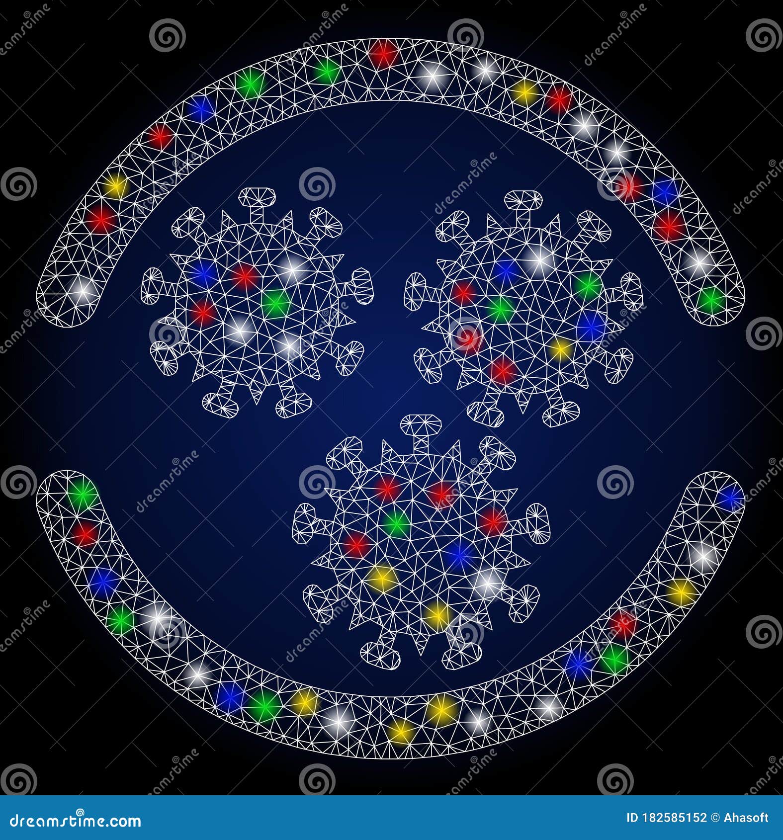 Bright Mesh 2D Virus Container with Color Flash Spots Stock ...