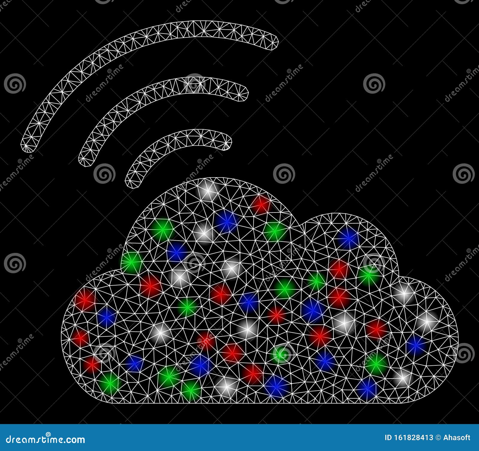 Bright Mesh 2D Wi-Fi Cloud with Light Spots Stock Vector - Illustration ...
