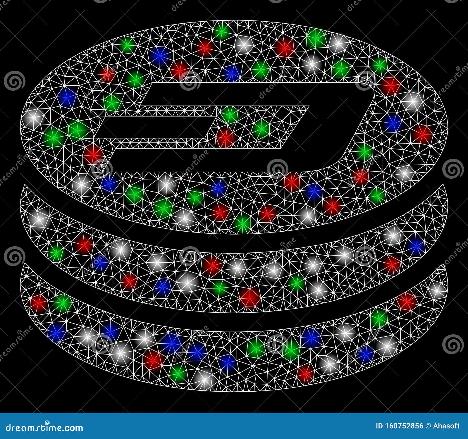 Bright Mesh Carcass Dash Coin Column with Flare Spots Stock Vector ...