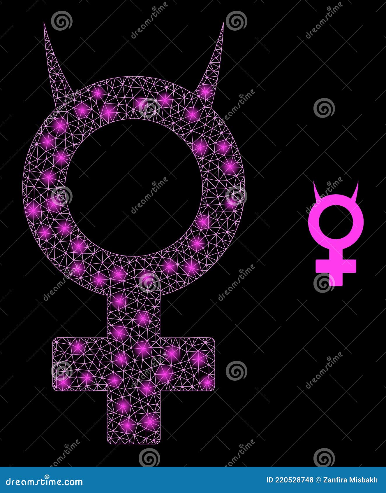 Bright Mesh Devil Female Symbol with Light Spots Stock Vector ...