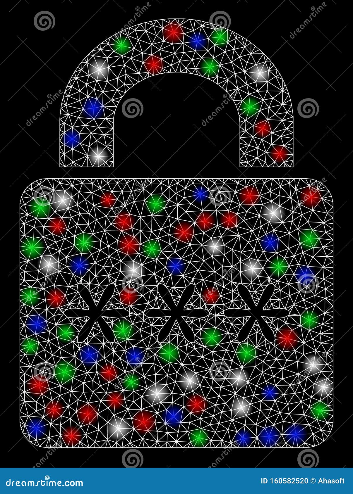 Bright Mesh 2D Digital Lock with Light Spots Stock Vector ...