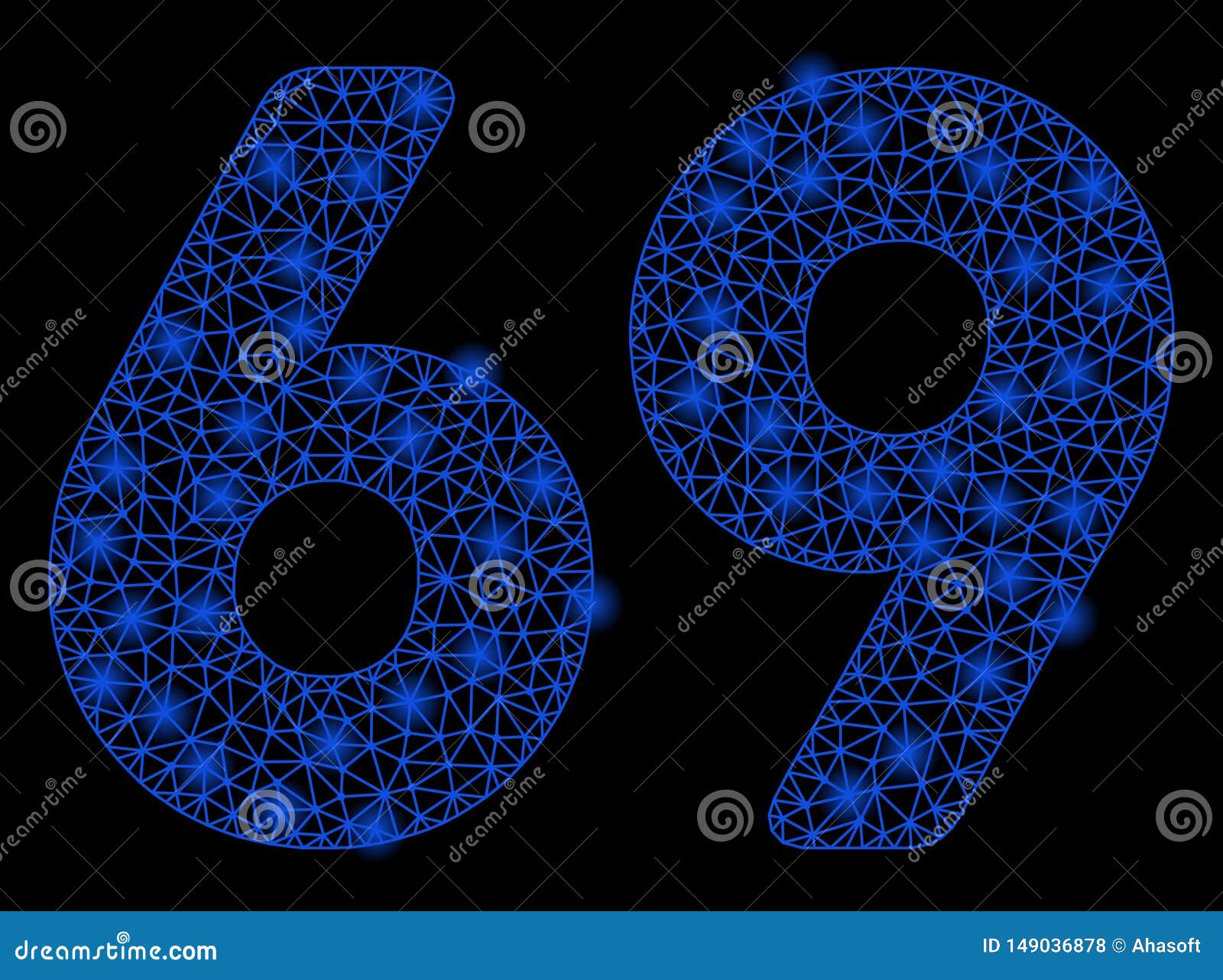 Bright Mesh 2D 69 Digits Text with Flare Spots Stock Vector ...