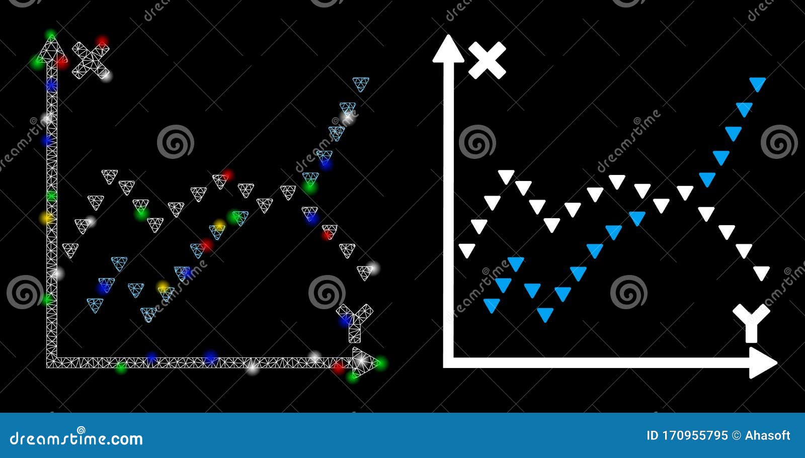 Flare Mesh Network Dotted Functions Plot Icon with Flare Spots Stock ...