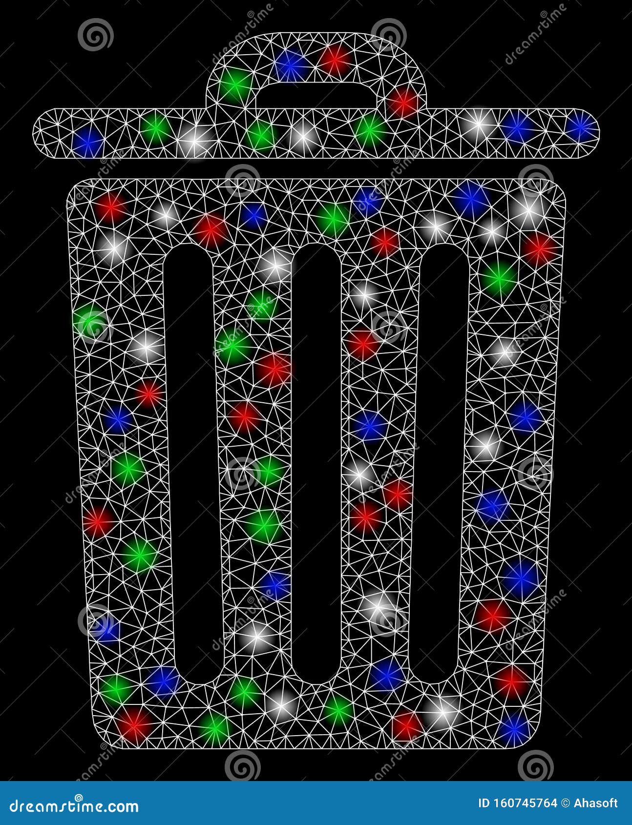 Bright Mesh Wire Frame Dustbin with Light Spots Stock Vector ...